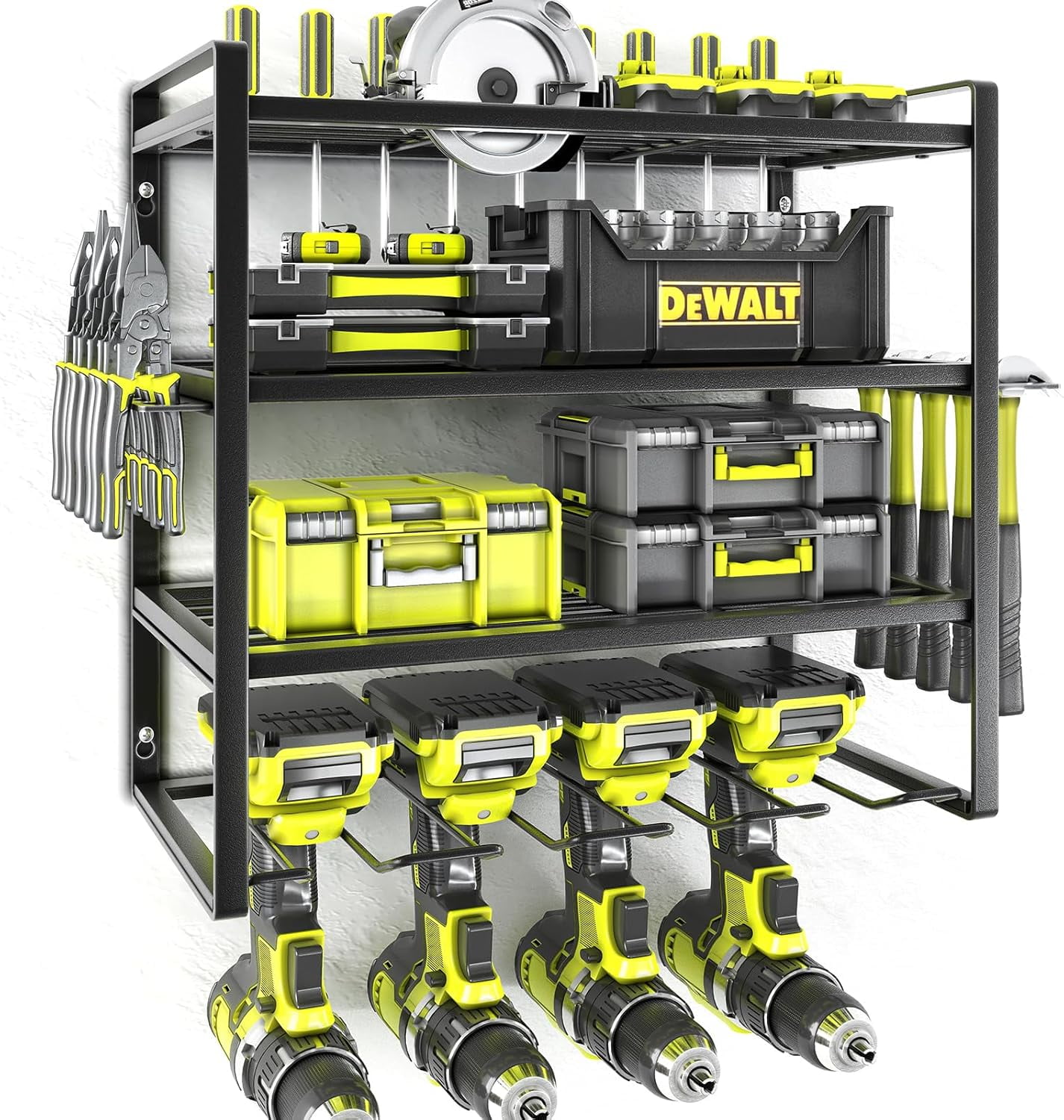 Power Tool Organizer,4 Layer Drill Holders Wall Mount,Heavy Duty Metal ...