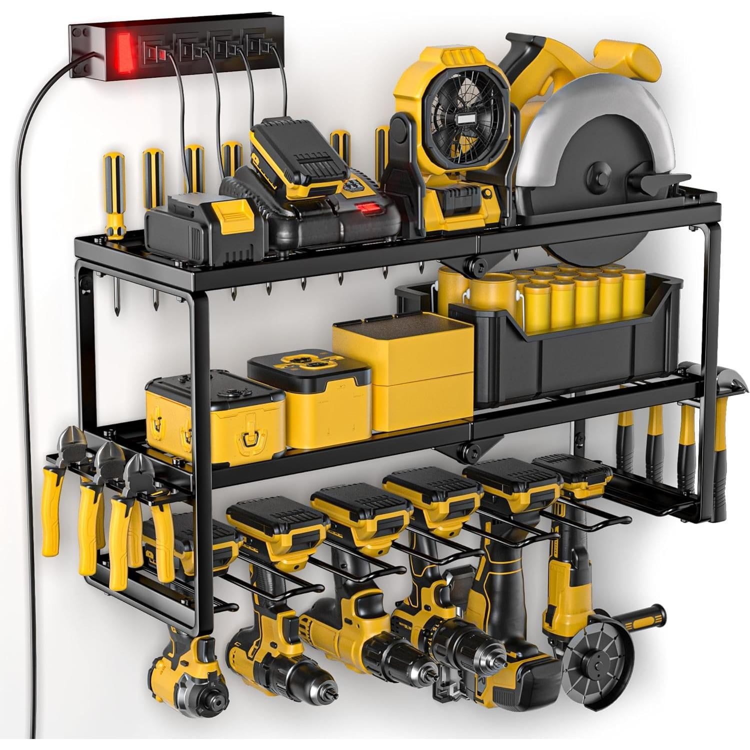 Power Tool Organizer with 6 Drill Holder Wall Mount, 15 Min Assembly ...
