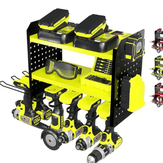 Power Tool Organizer - 6 Drill Holder Wall Mount, 3-Tier Heavy-Duty ...