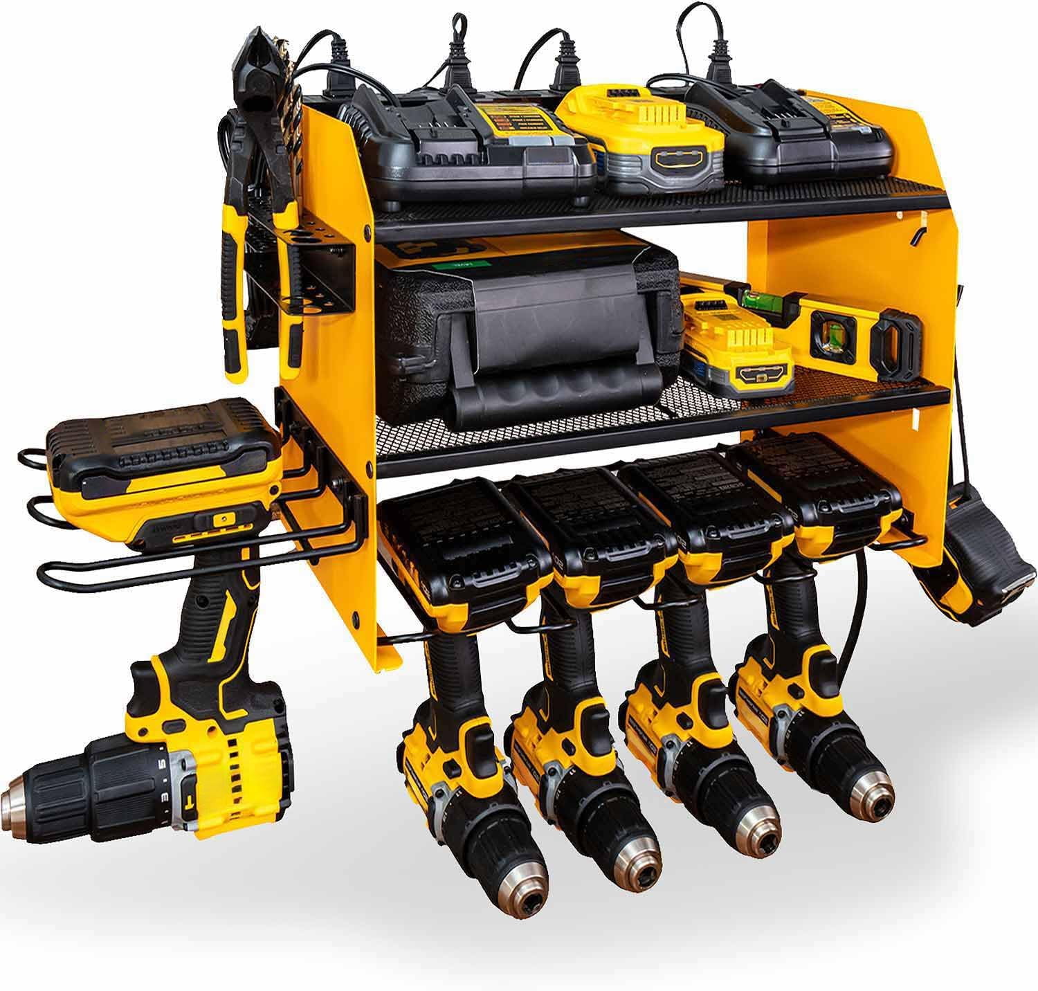 Power Tool Organizer with 6 Drill Holders – 8 Integrated Charging ...