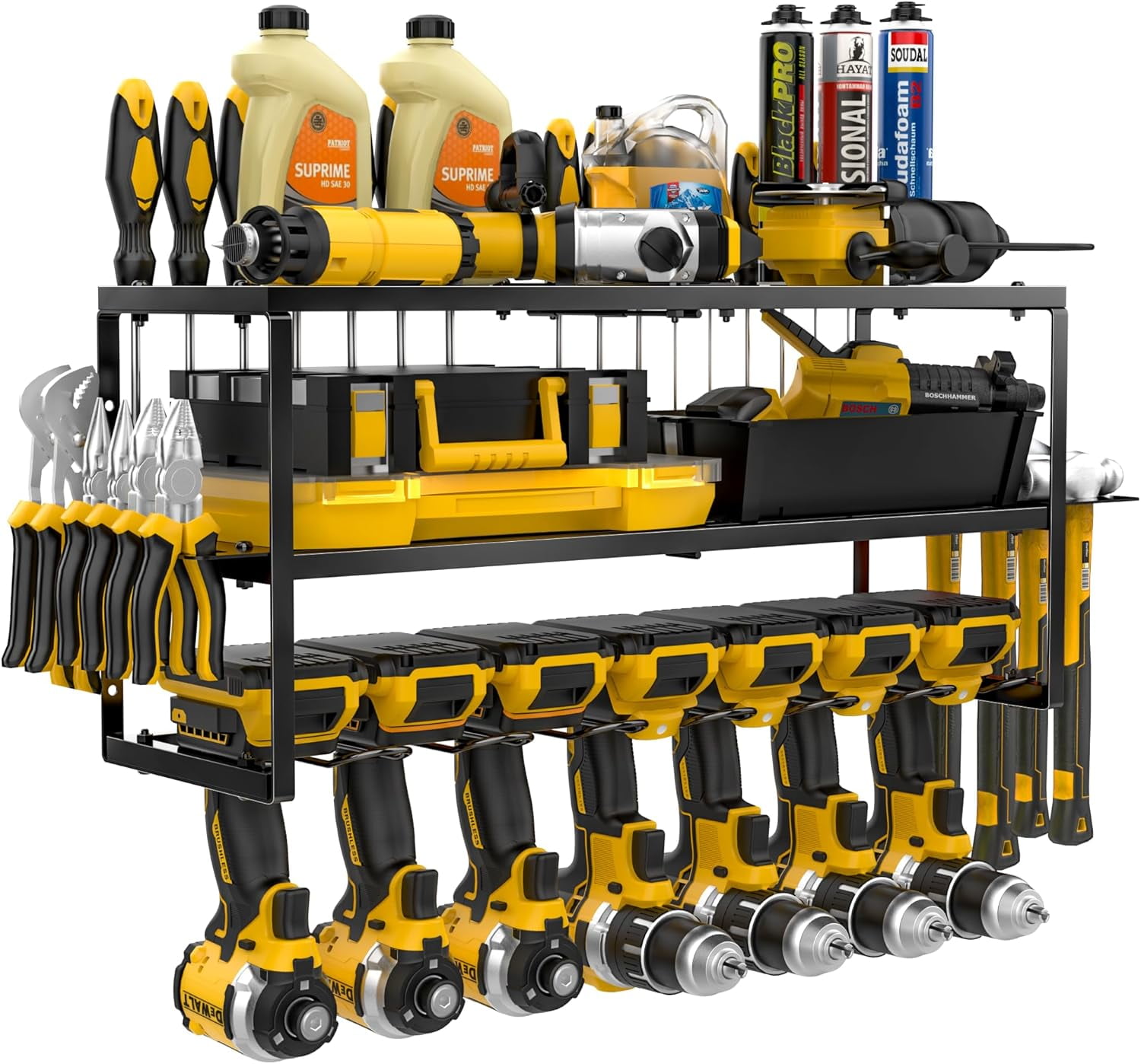 Power Tool Organizer-7 Drill Holder Wall Mount, Garage Organization ...