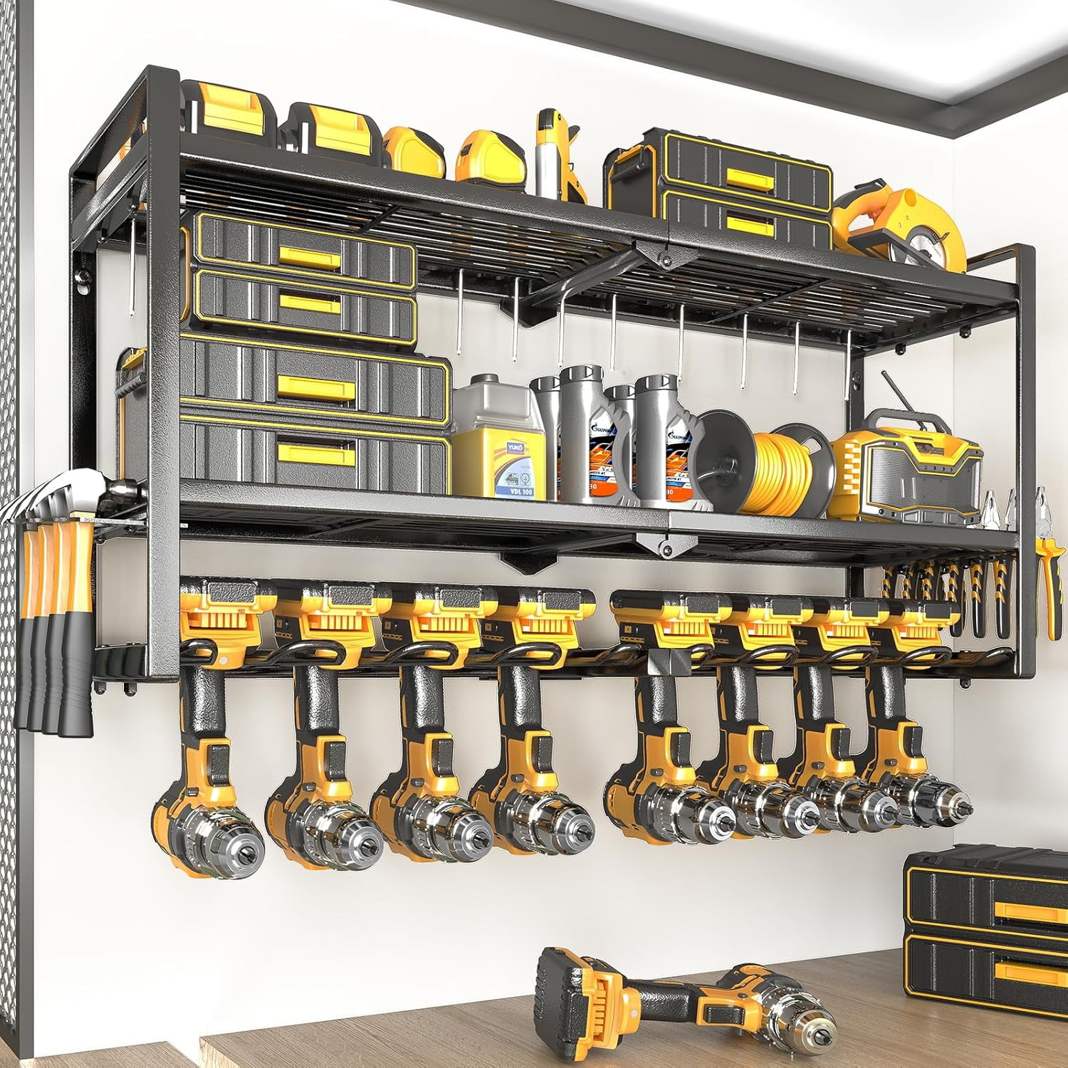 Power Tool Organizer,8 Drill Holder Wall Mount,3 Layer Power Tool ...