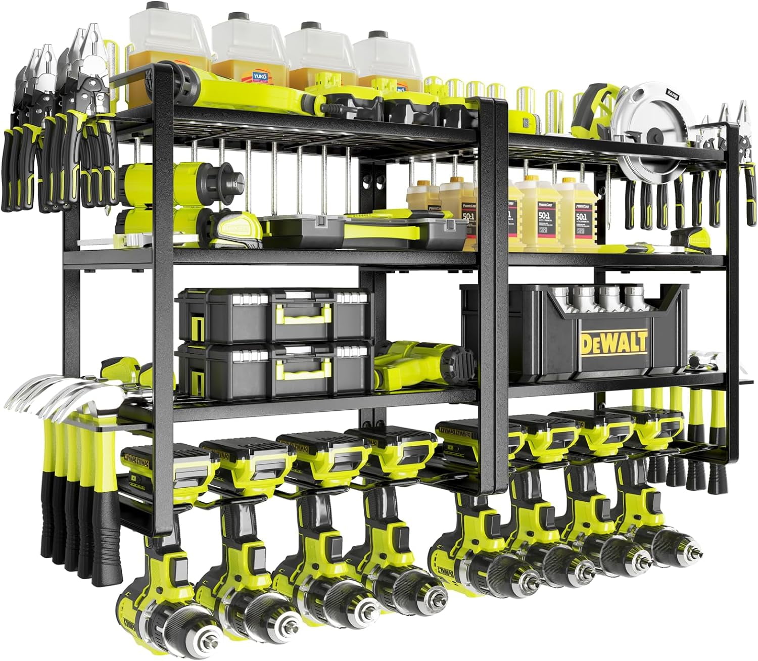 Power Tool Organizer, 8 Drill Holder Wall Mount, 4 Layers Garage Tool ...