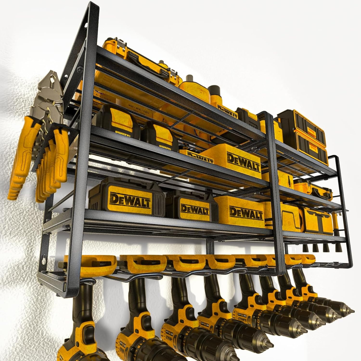 Power Tool Organizer, 8 Drill Holder Wall Mount, Storage Rack for ...