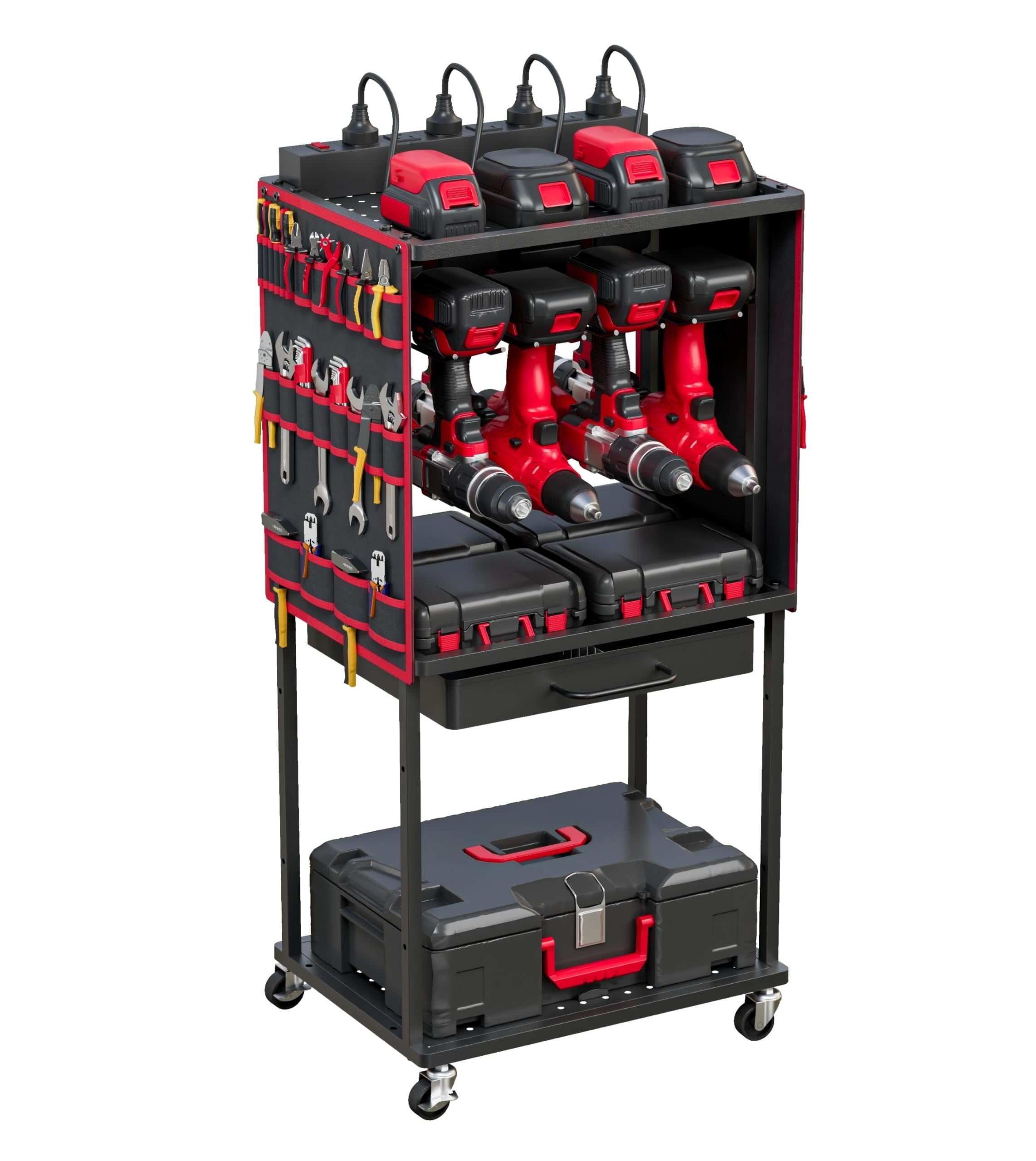 Power Tool Organizer Cart with 8 Outlets Charging Station, Tools ...