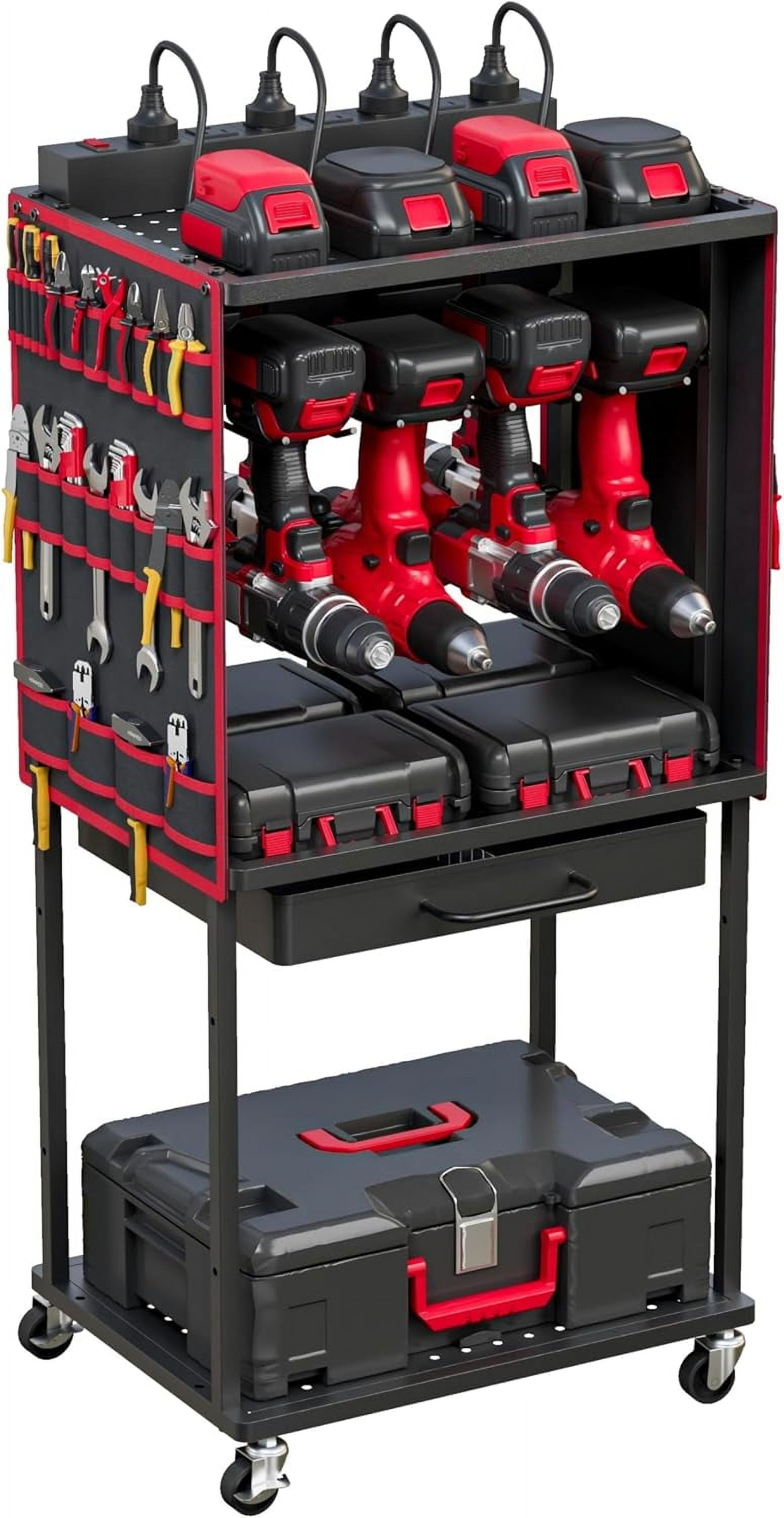 Power Tool Organizer Cart with 8 Outlets Charging Station, Tools ...
