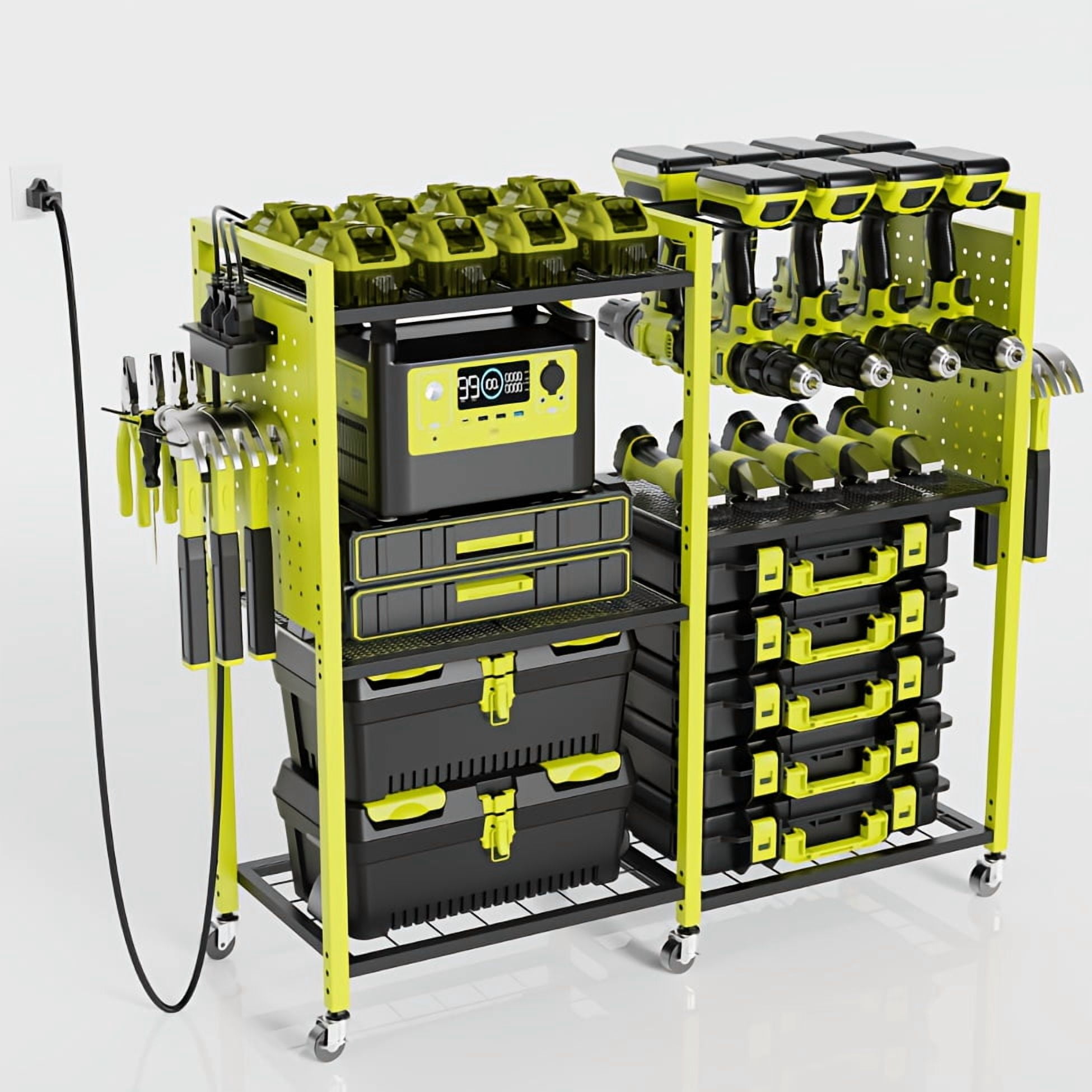 Power Tool Organizer Cart with Charging Power Strip, 700LBS Heavy Duty ...