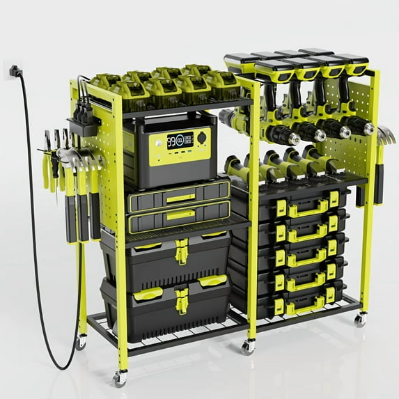Power Tool Organizer Cart with Charging Power Strip, 700LBS Heavy Duty ...
