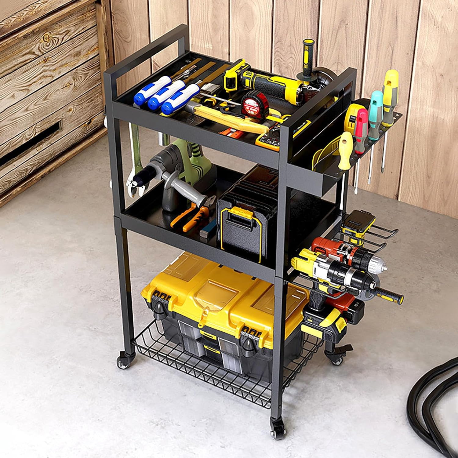 Power Tool Organizer Cart Floor Tool Organizer with Wheels Open Tool ...