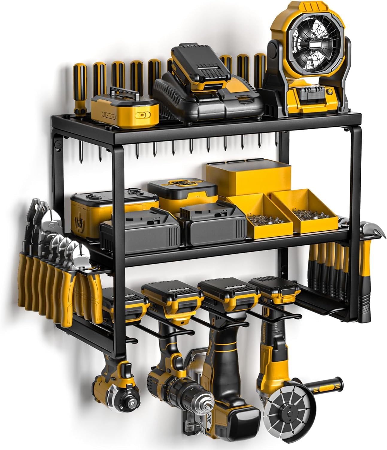 Power Tool Organizer with Charging Station, 4 Drill Holder Wall Mount ...