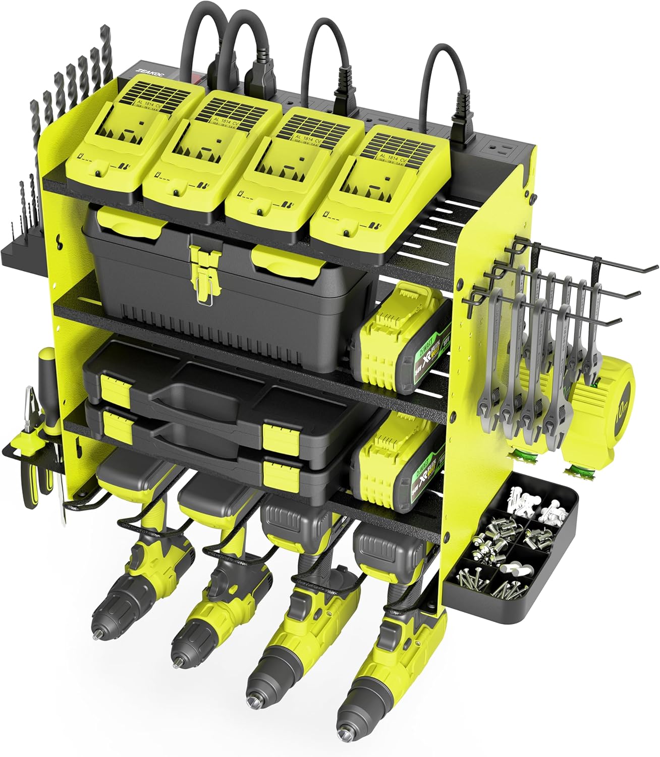 Power Tool Organizer with Charging Station, 4 Layers Drill Holder Wall ...