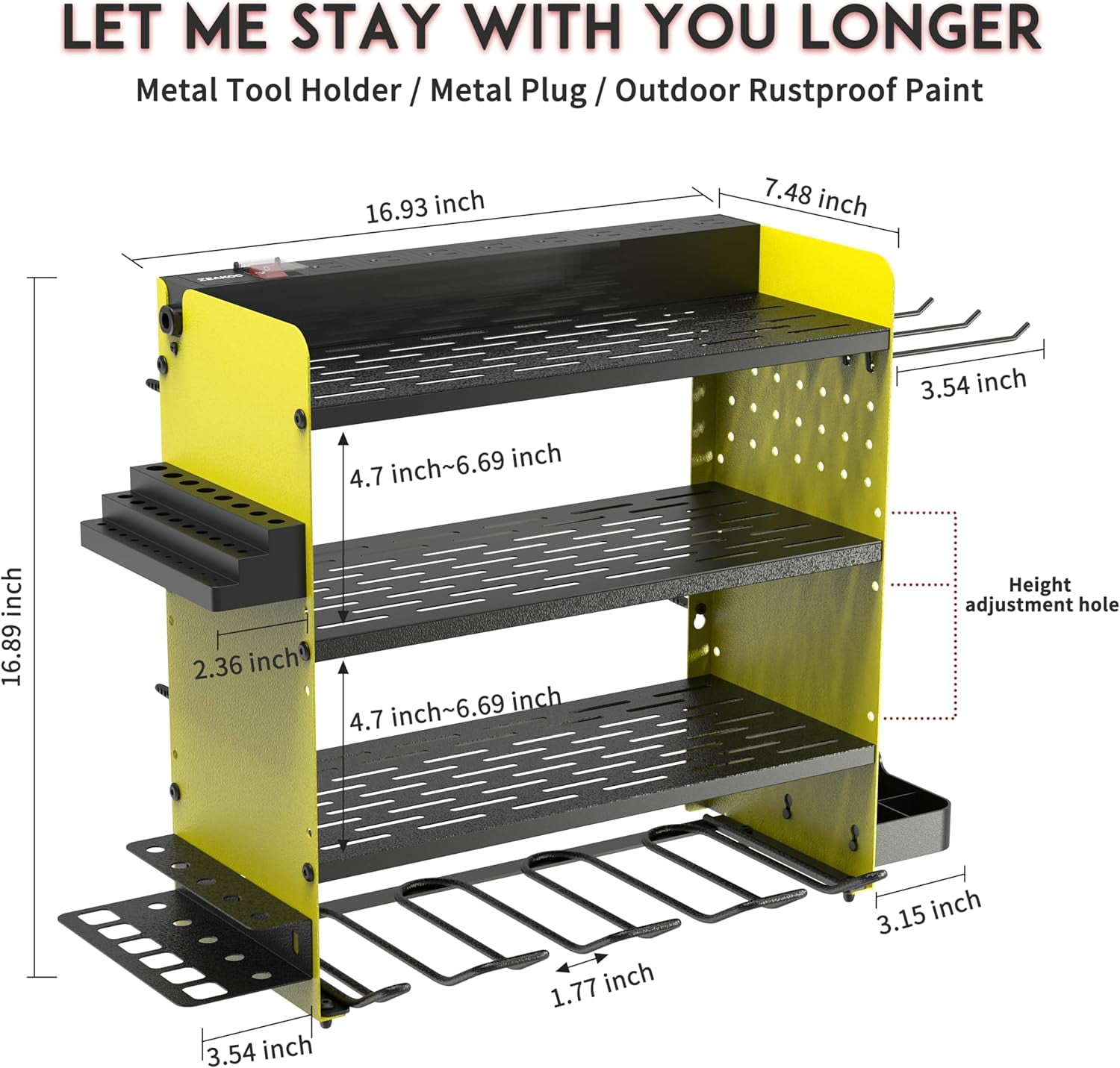 Power Tool Organizer with Charging Station, 4 Layers Drill Holder Wall ...