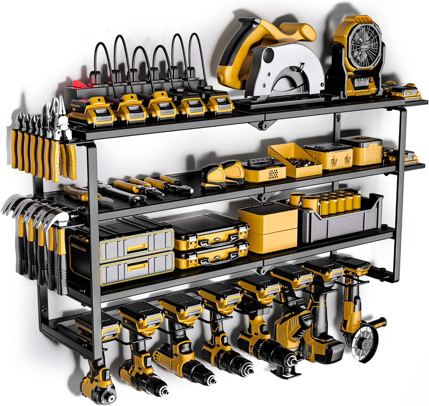 Power Tool Organizer with Charging Station, 8 Drill Holder Wall Mount ...