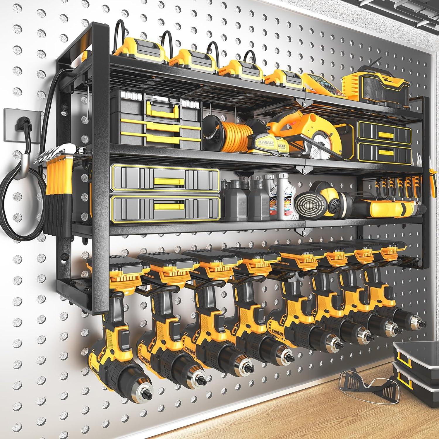 Power Tool Organizer with Charging Station and 8 Outlets Power Strips,8 ...