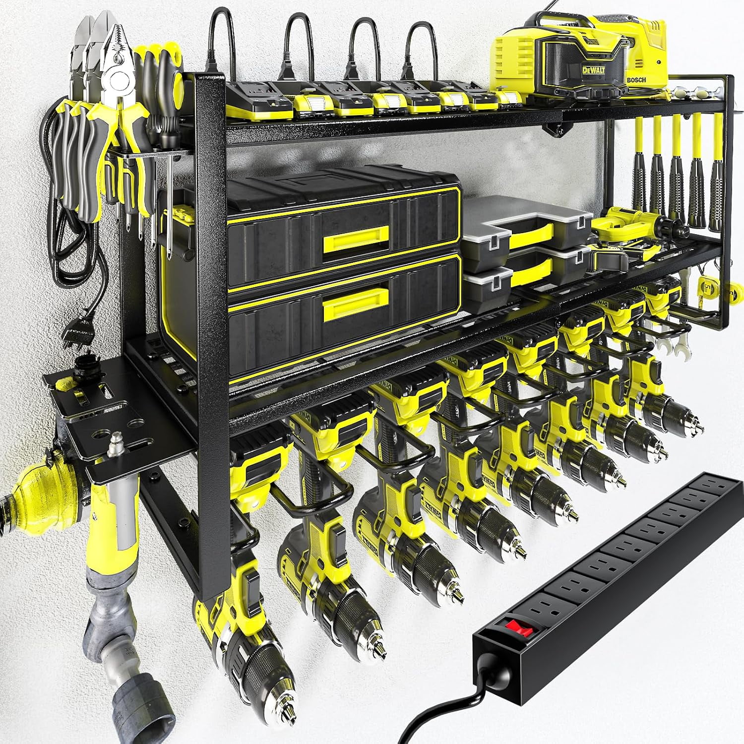 Power Tool Organizer with Charging Station.Garage 8 Drill Holder Built ...