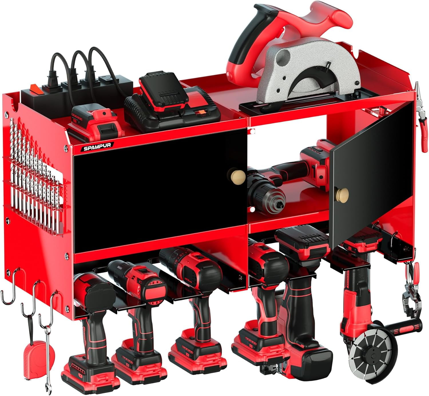 Power Tool Organizer with Charging Station, Garage Wall Mount Utility ...