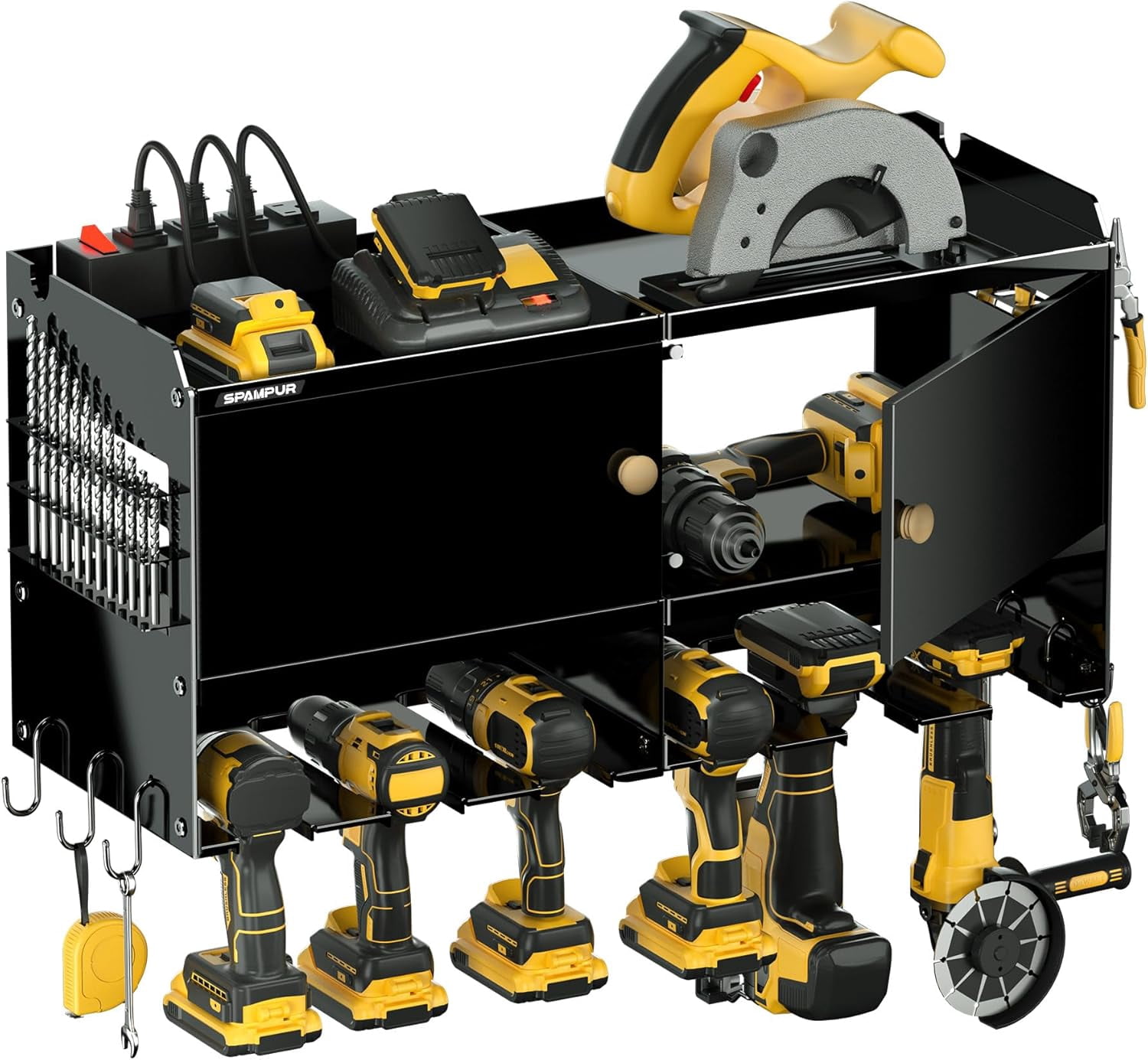 Power Tool Organizer with Charging Station, Garage Wall Mount Utility ...