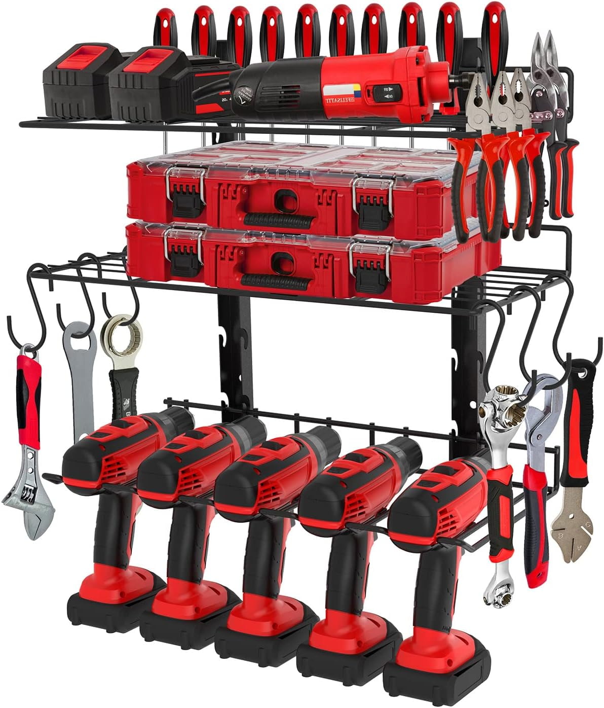 Heavy Duty Metal Power Tool Organizer, Wall Mount Drill Holder ...