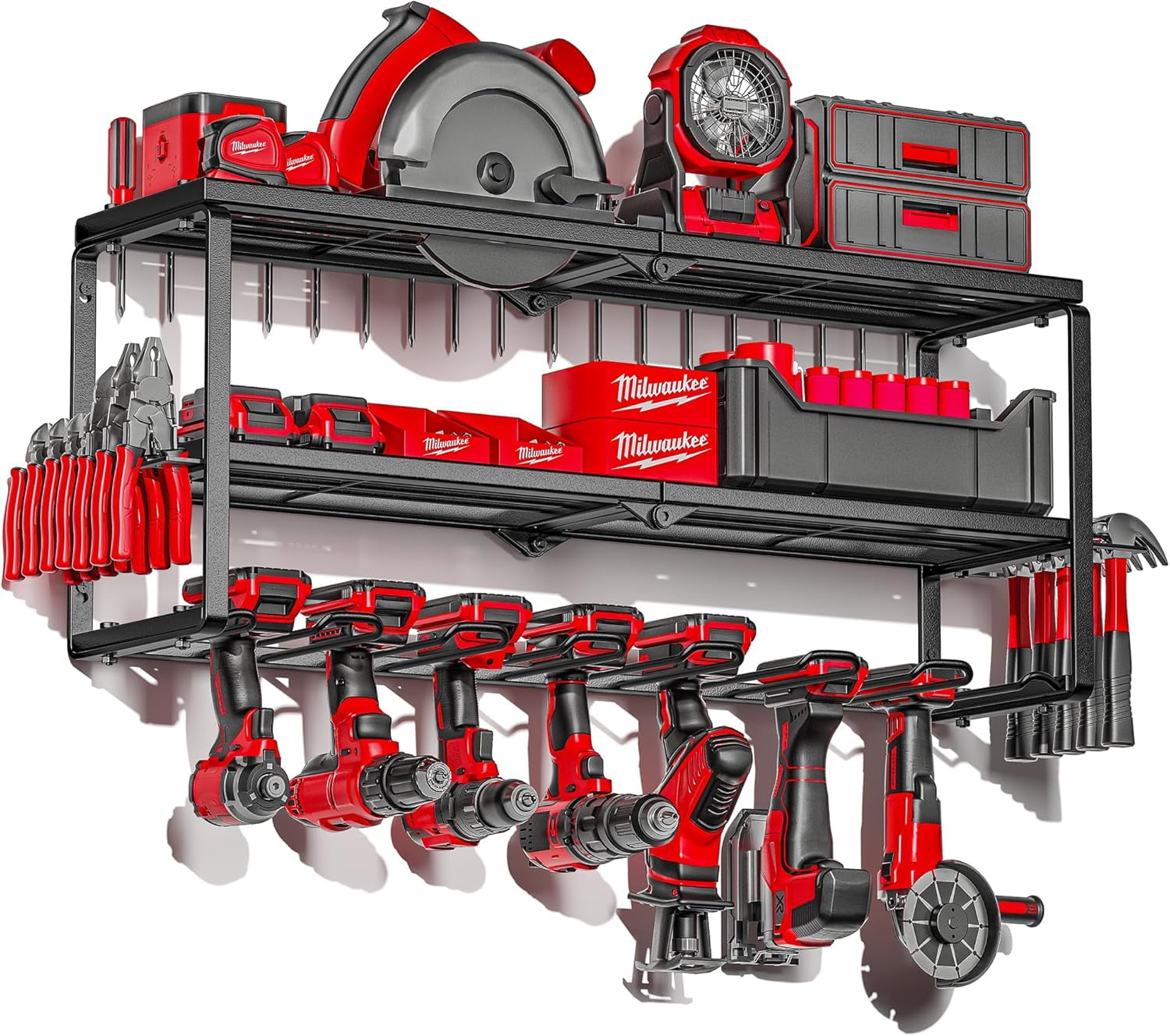 Power Tool Organizer, Garage Organization with 7 Drill Holders, Tool ...