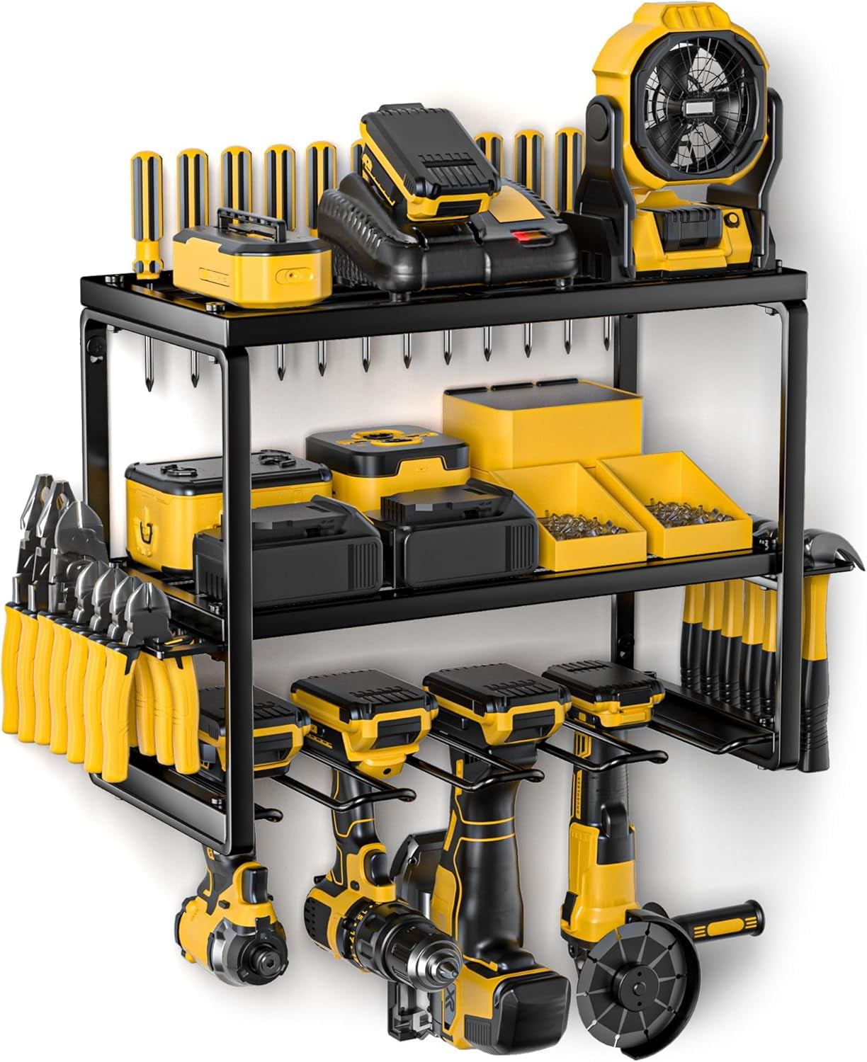 Power Tool Organizer, Garage Shelving with 4 Drill Holder, Tool ...