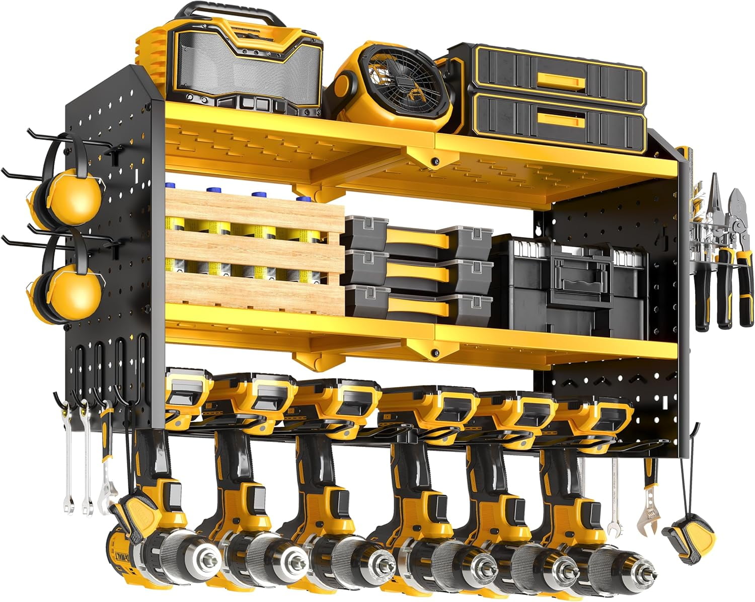 Power Tool Organizer,Large 6 Drill Holder Wall Mount,Heavy Duty Metal ...