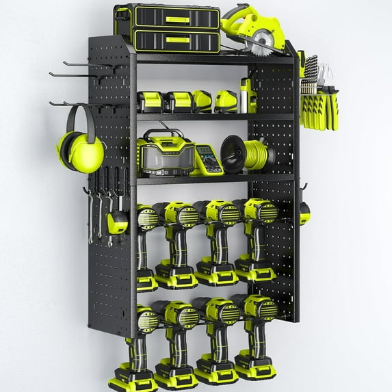 Power Tool Organizer,Large 8 Drill Holder Wall Mount with 2 Side ...