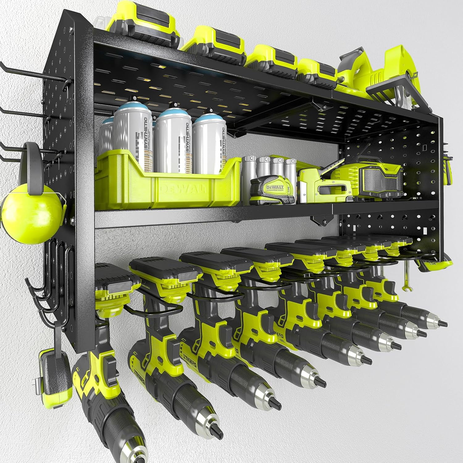 Power Tool Organizer，Large 8 Drill Holder Wall Mount with 2 Side ...
