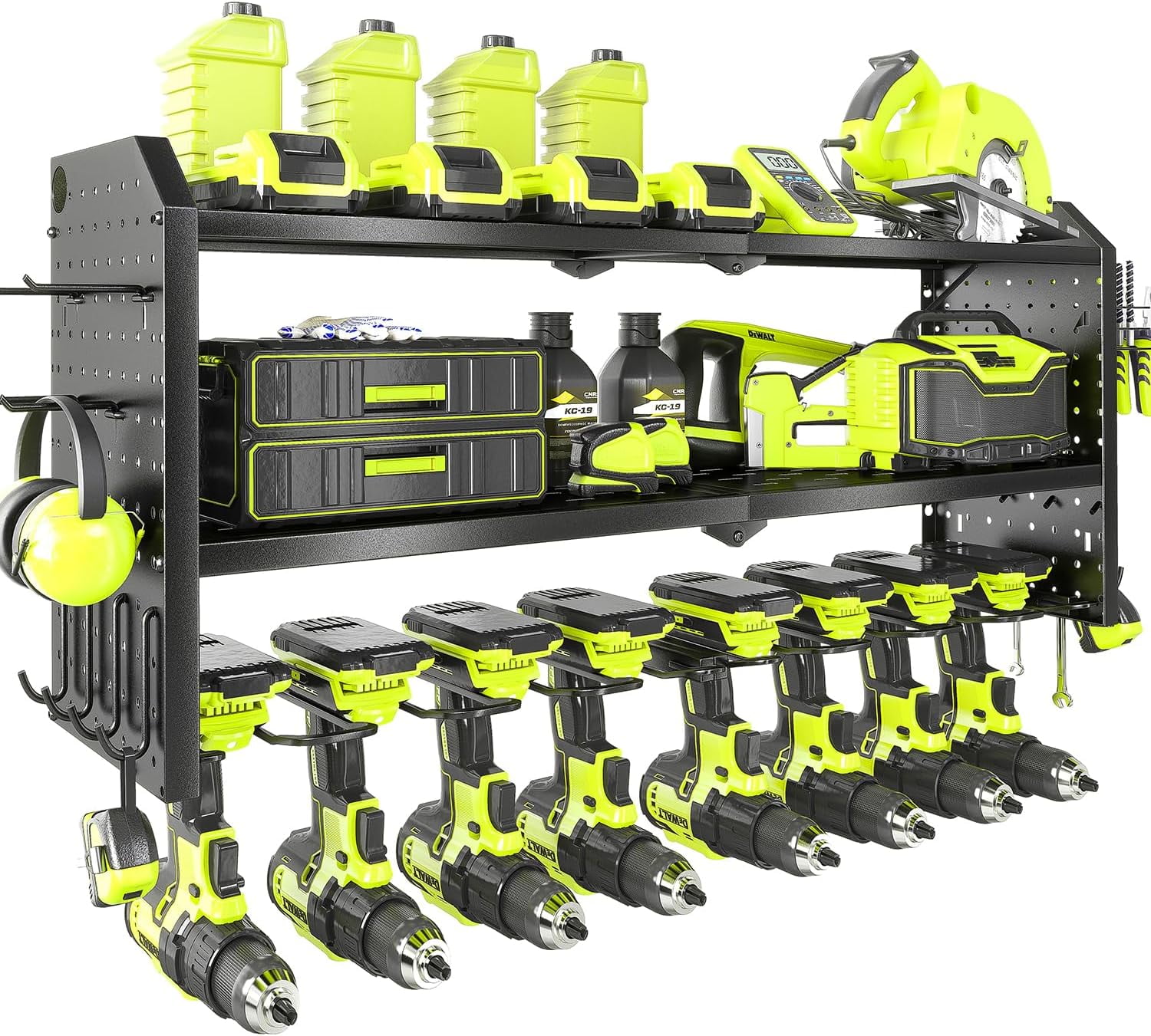 Power Tool Organizer，Large 8 Drill Holder Wall Mount with 2 Side ...