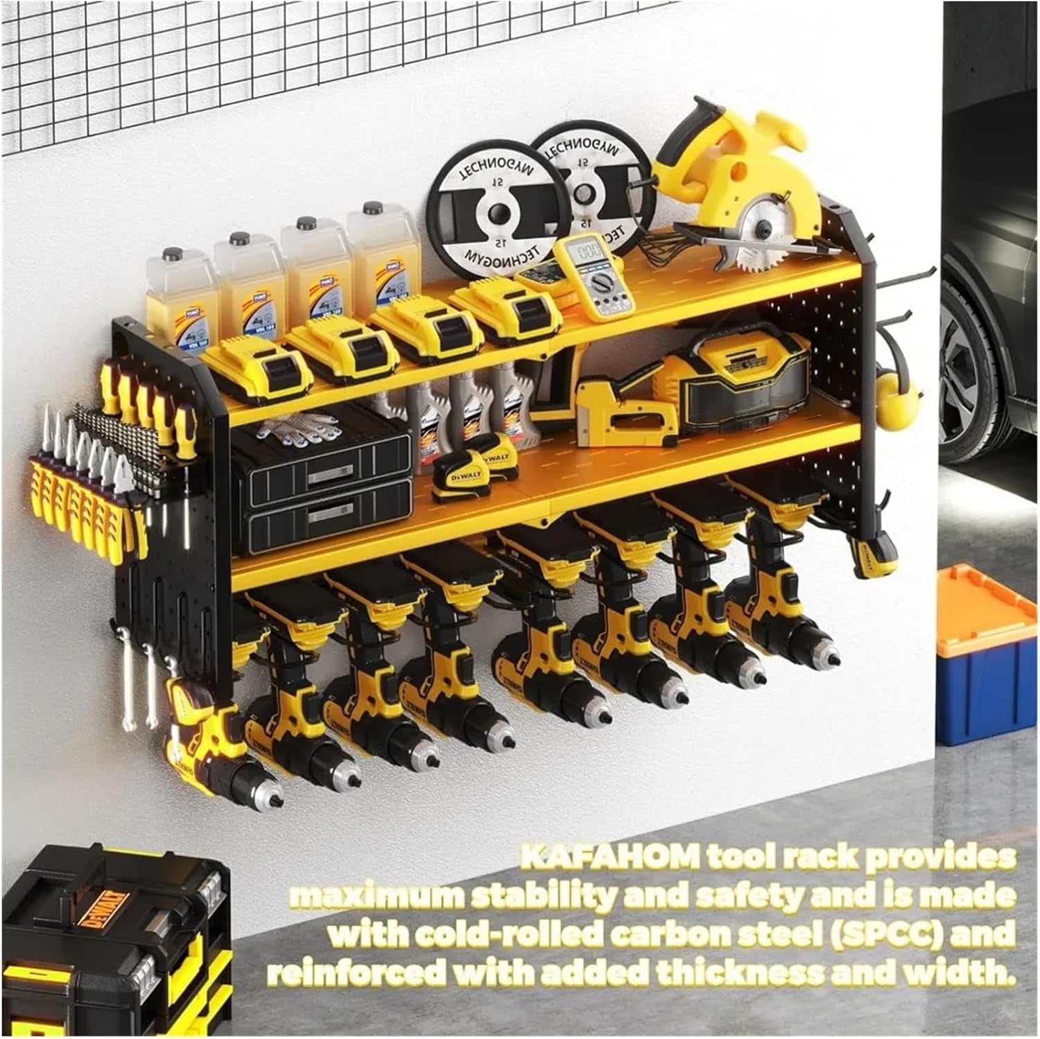 Power Tool Organizer,Large 8 Drill Holder Wall Mount with 2 Side ...