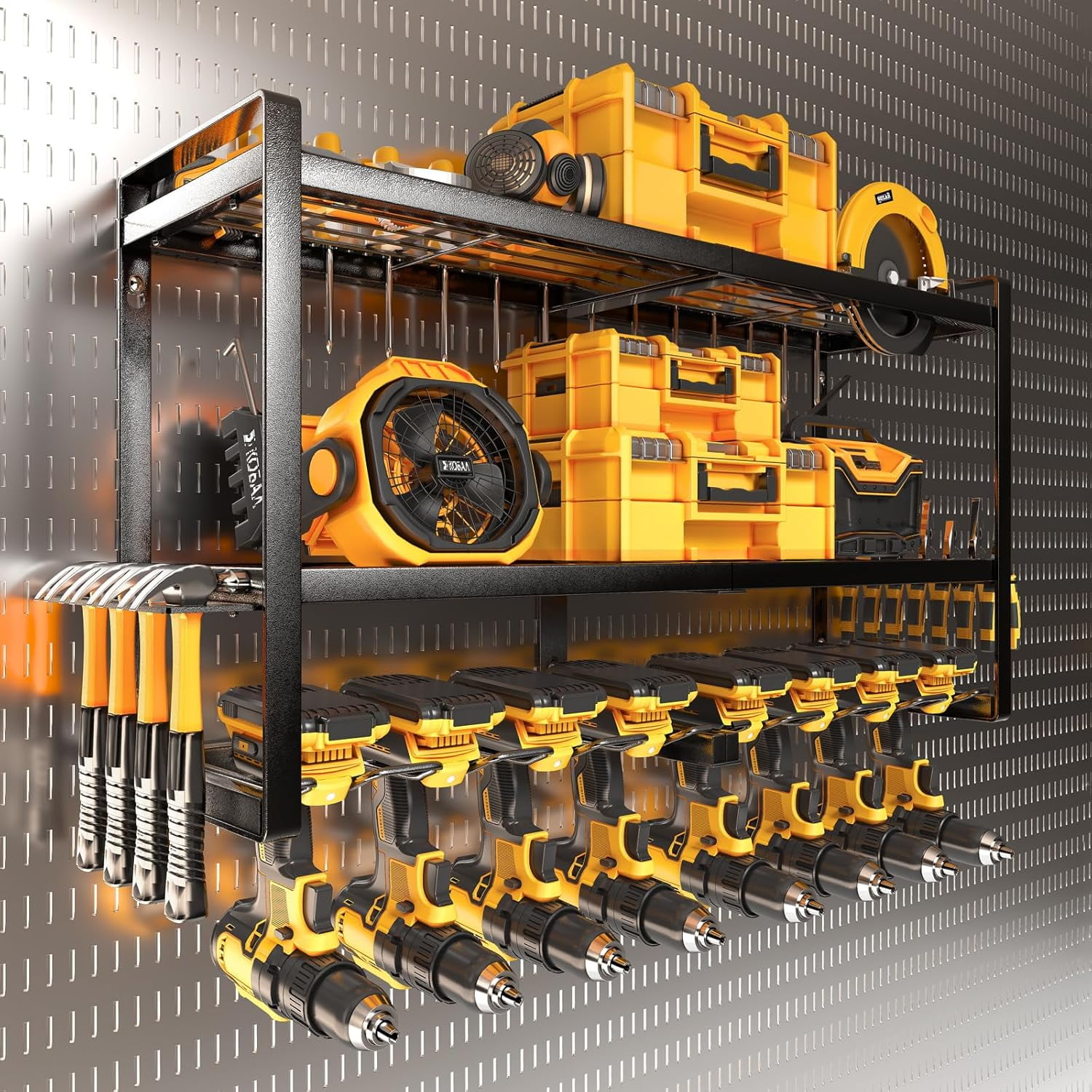 Power Tool Organizer & Storage Wall Mount - Heavy Duty Metal 8 Drill ...