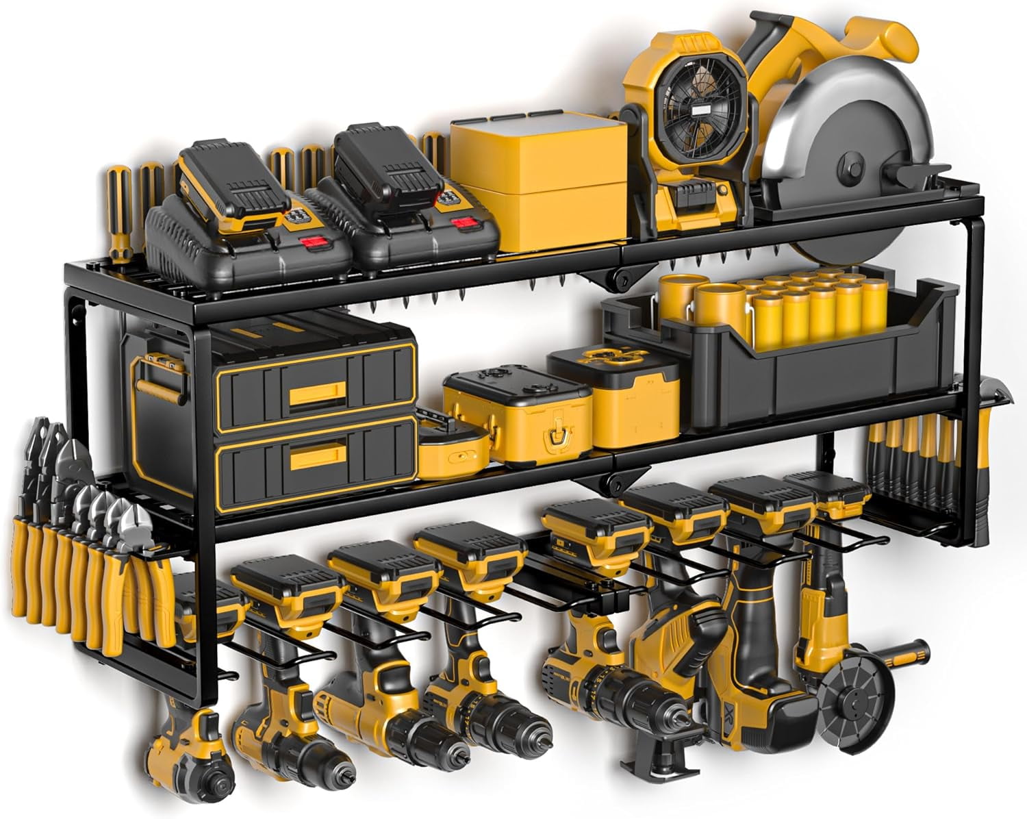 Power Tool Organizer Wall Mount, 15 Min Assembly & Maximum 100lb load by Heavy Duty Metal, 4/6/7 ...