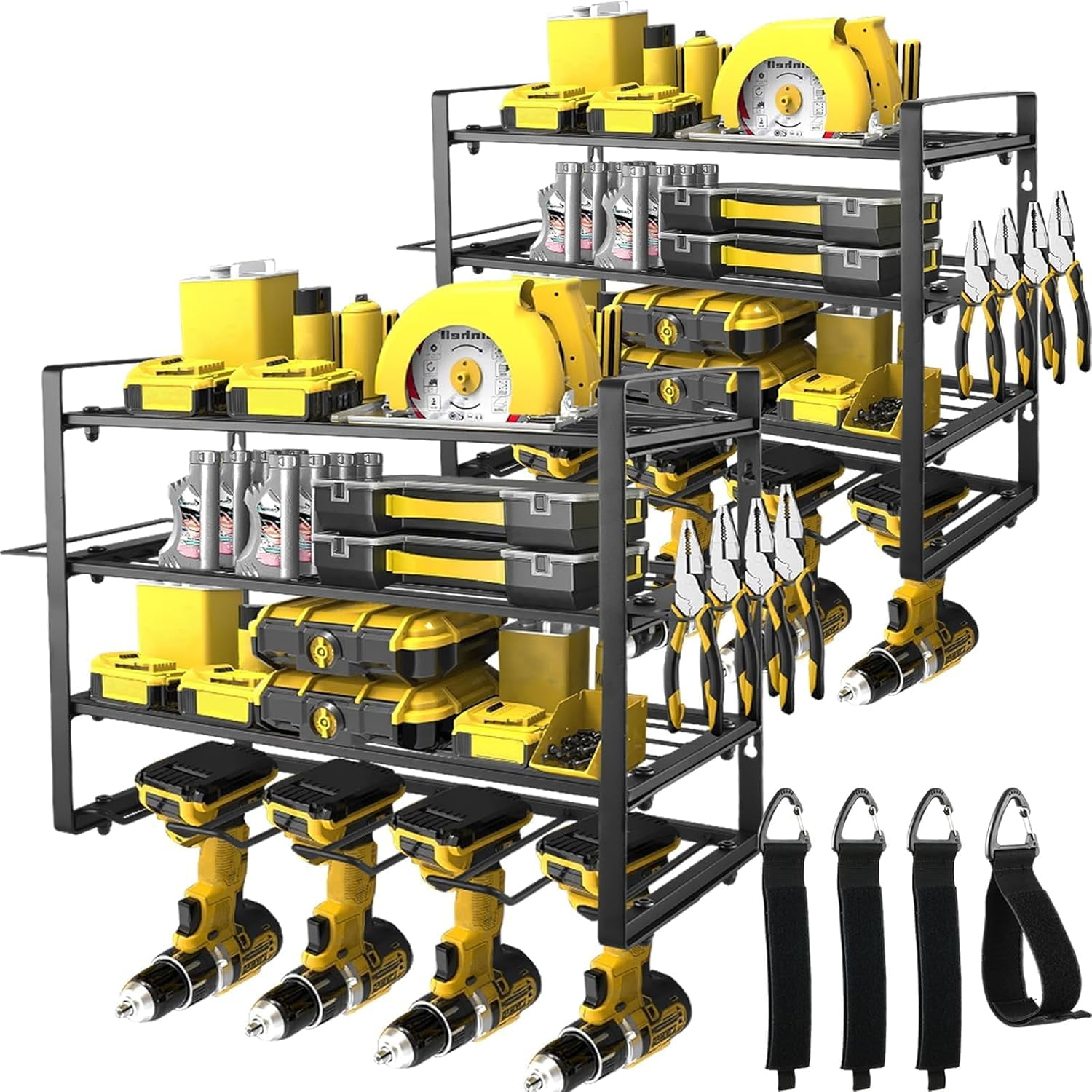 Power Tool Organizer Wall Mount, 2 Pack 4 Layers Garage Wall Shelving ...