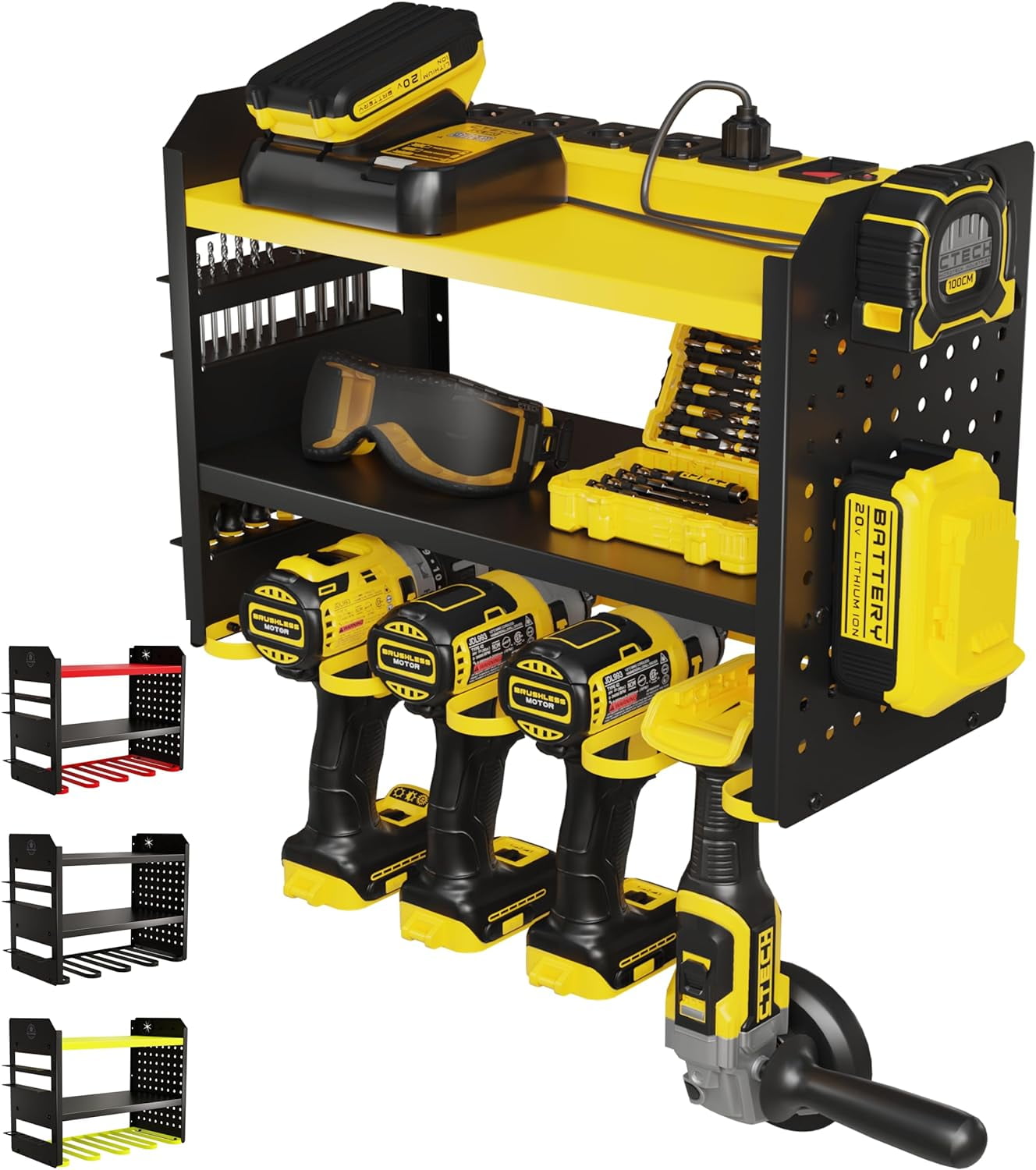 Power Tool Organizer Wall Mount - 3-Tier Heavy-Duty Metal Hand Tool ...