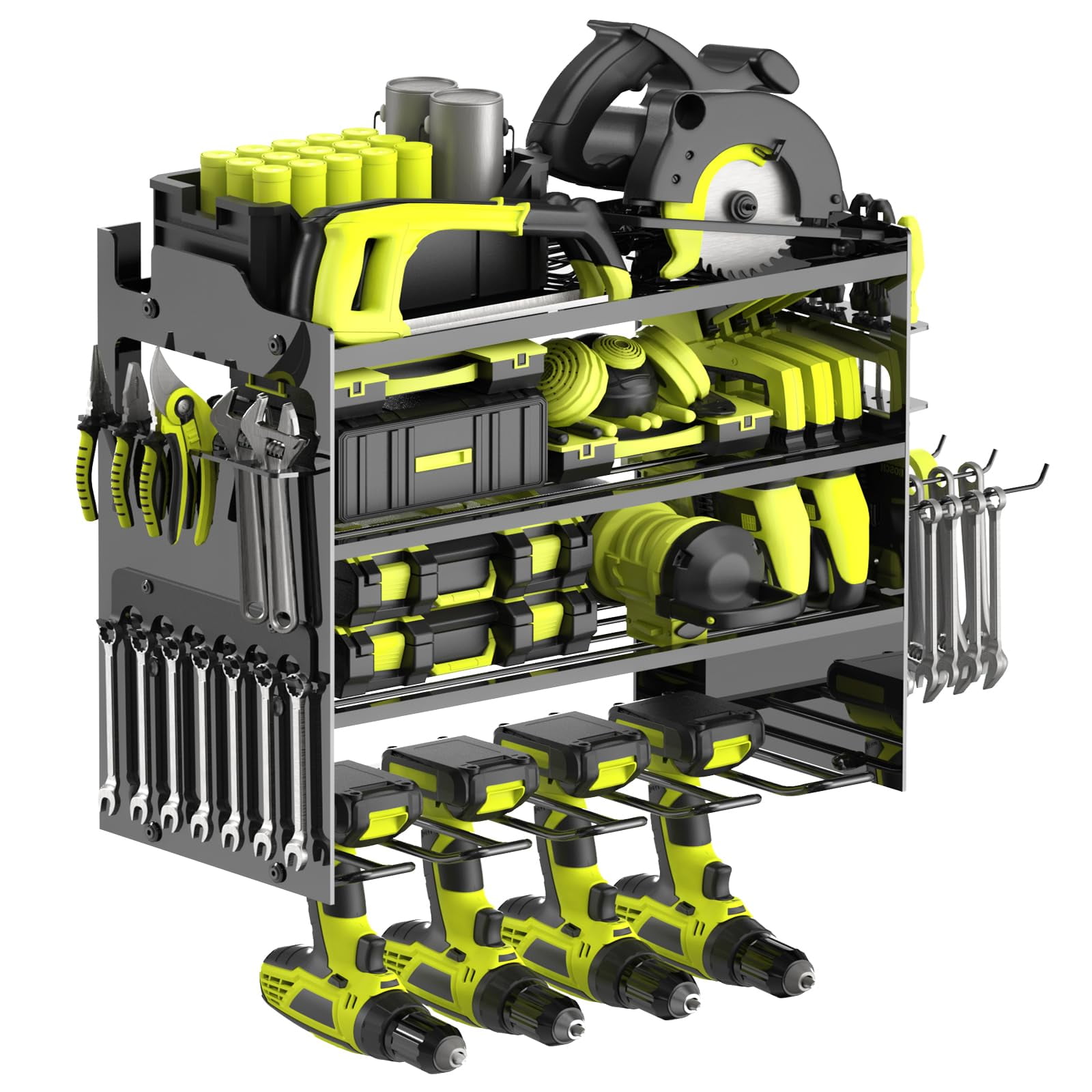 Power Tool Organizer Wall Mount with 4-Drill Holders-400Lbs Load Heavy ...