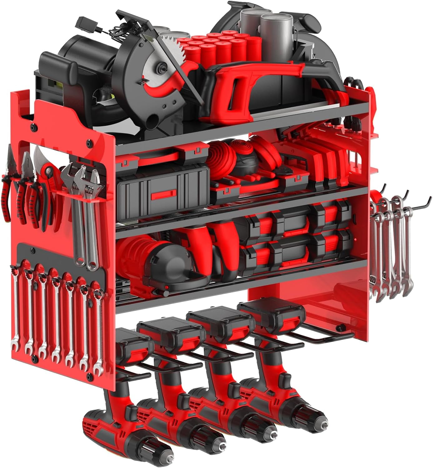 Power Tool Organizer Wall Mount with 4-Drill Holders-400Lbs Load Heavy ...