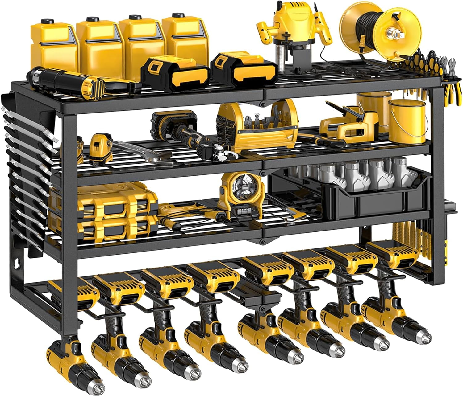 Power Tool Organizer Wall Mount, 4 Layer 8 Drill Holder Heavy Duty ...