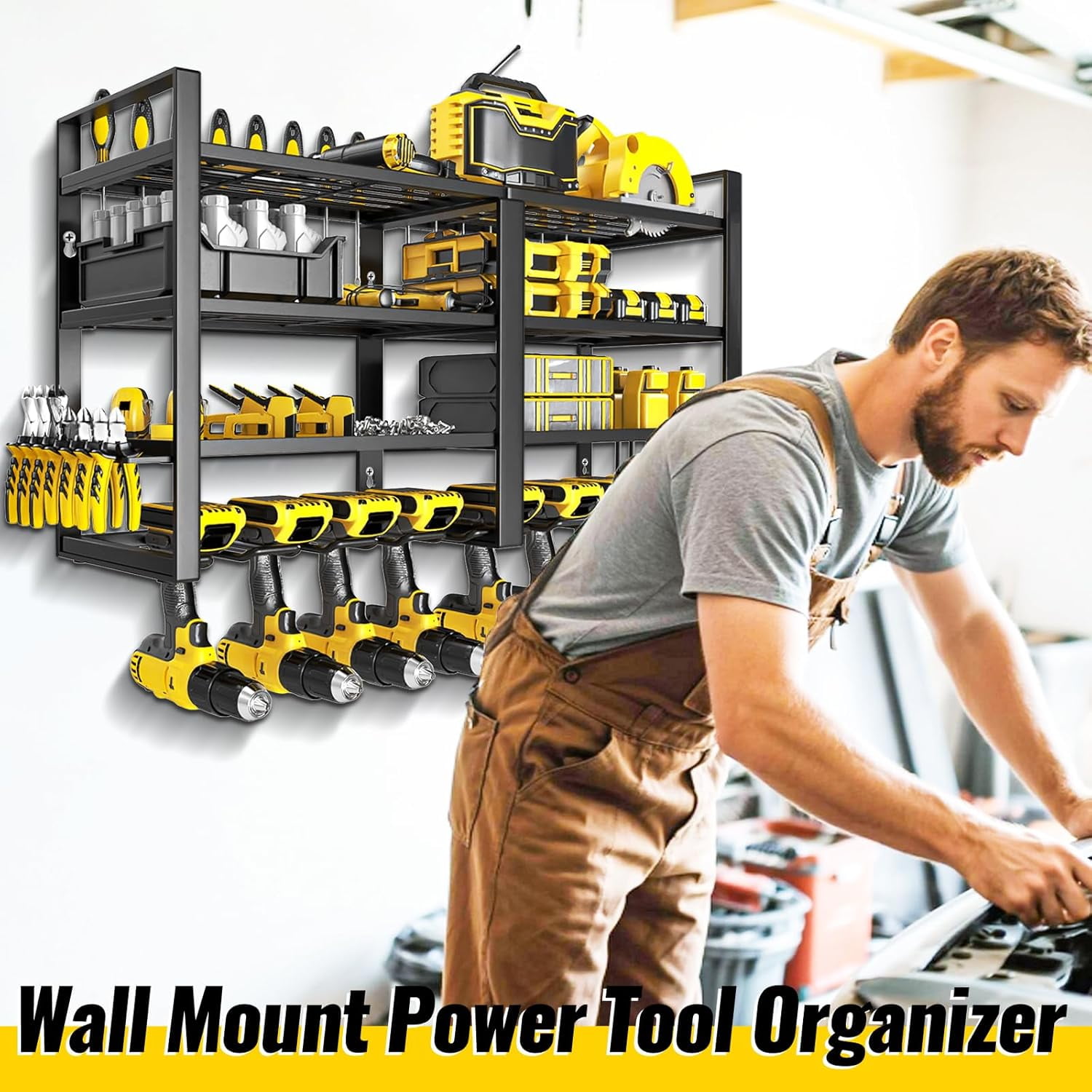 Power Tool Organizer Wall Mount, 4 Layer Heavy Duty Metal Power Tool ...