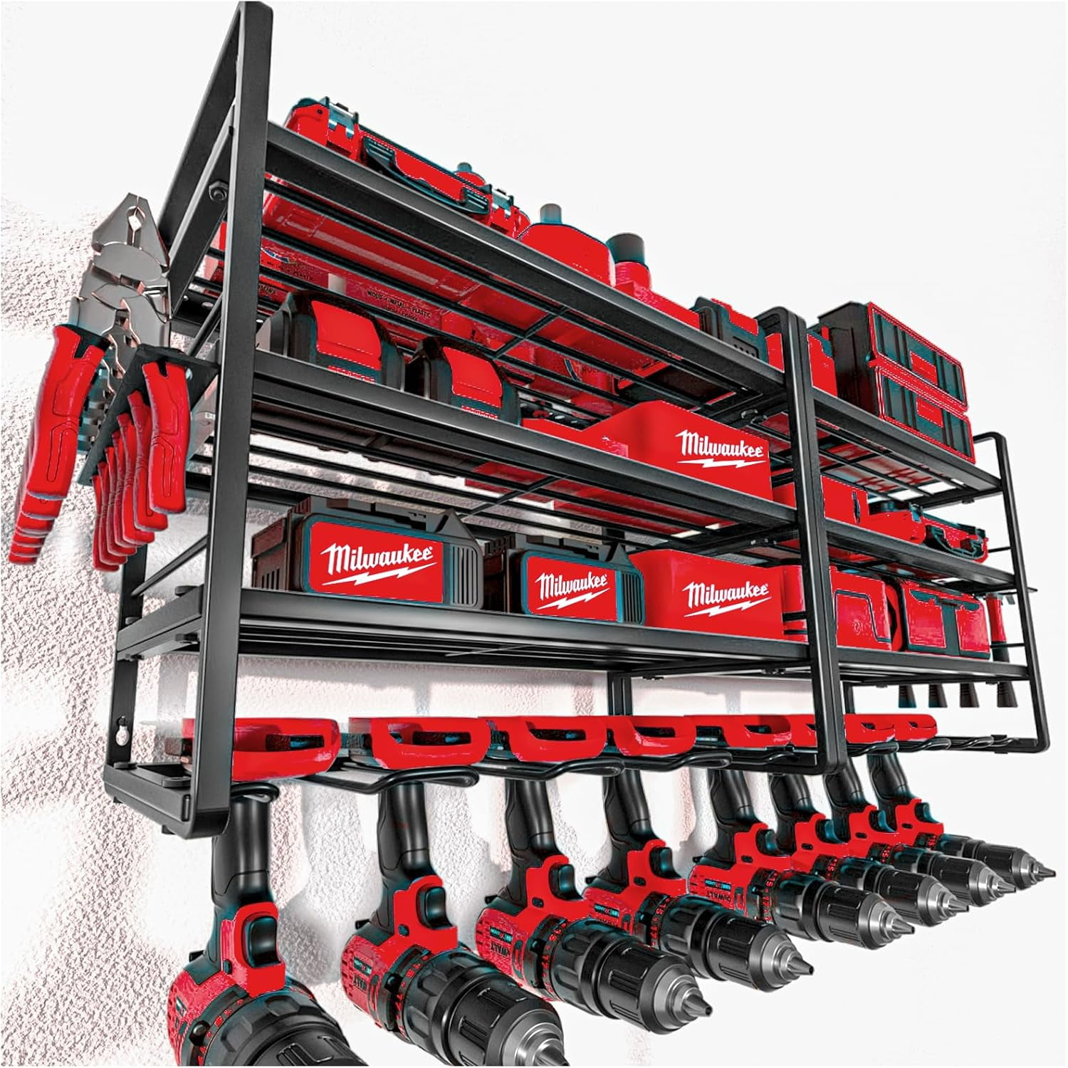 Power Tool Organizer Wall Mount, 4 Layers Power Tool Storage Rack ...