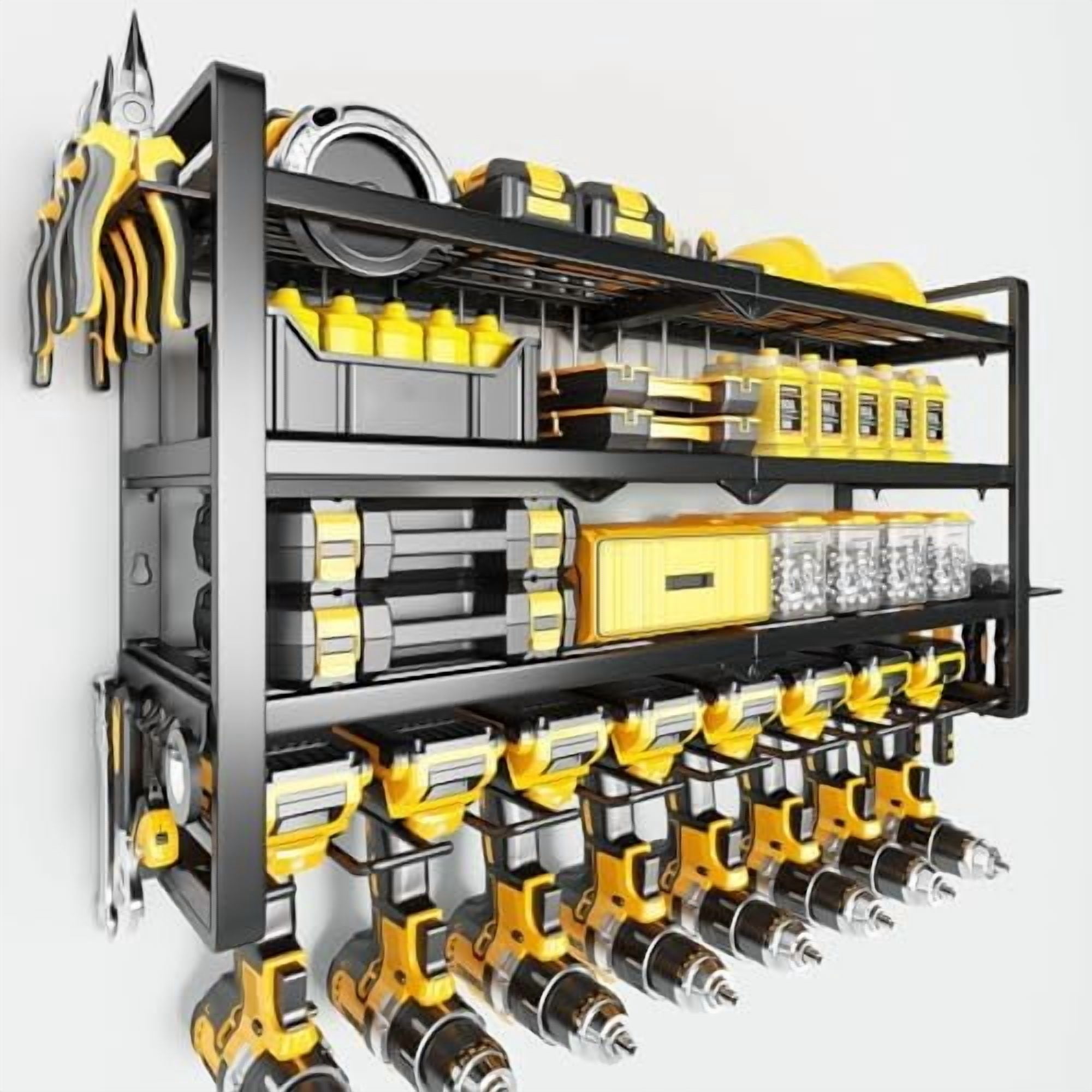 Power Tool Organizer Wall Mount - 400Lbs Load 4 Layers Storage Rack ...