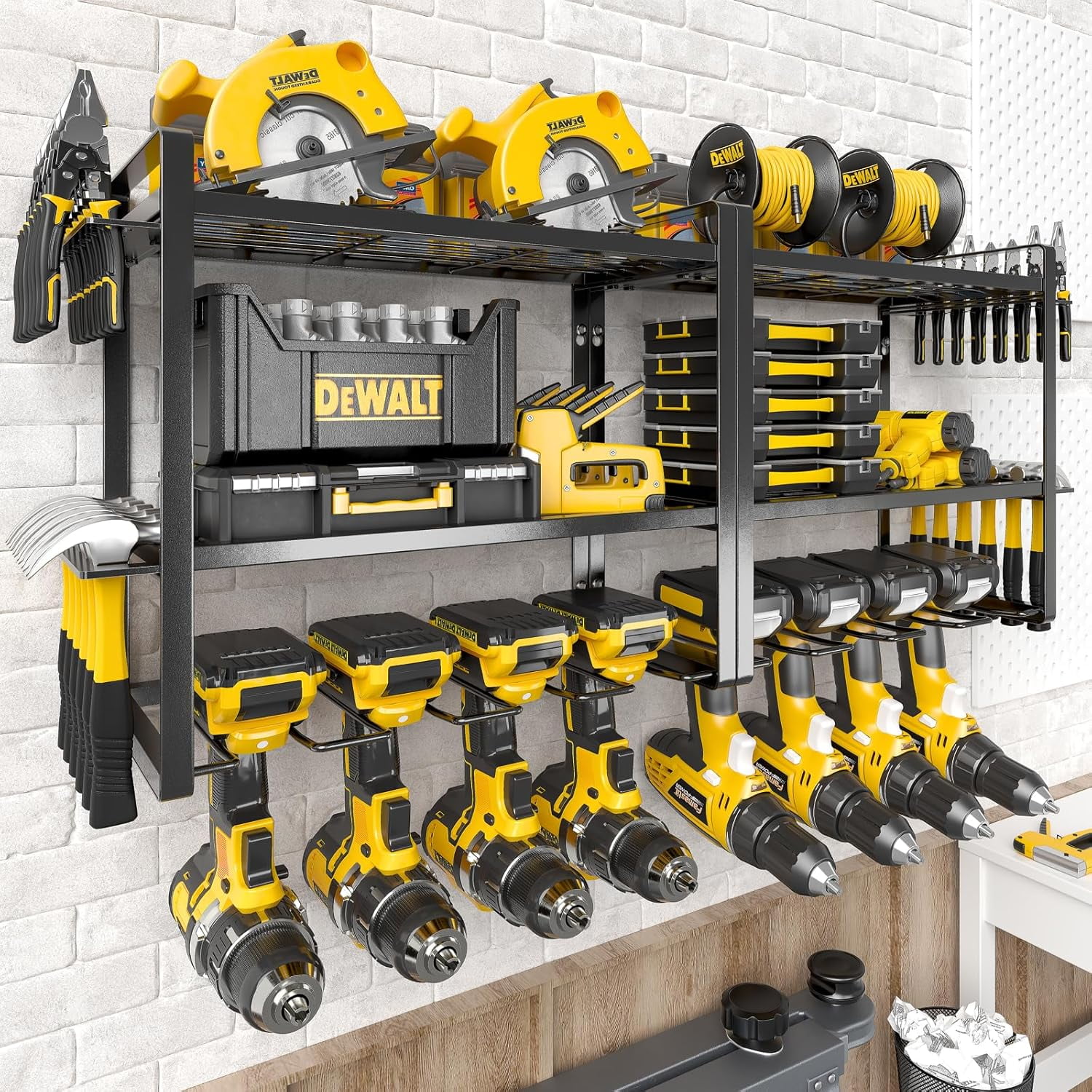 Power Tool Organizer Wall Mount,8 Cordless Drill Holder, Garage Tool ...