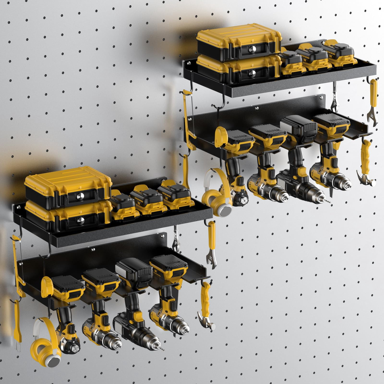 Power Tool Organizer Wall Mount with 8 Drill Holder, Formed Integrally ...