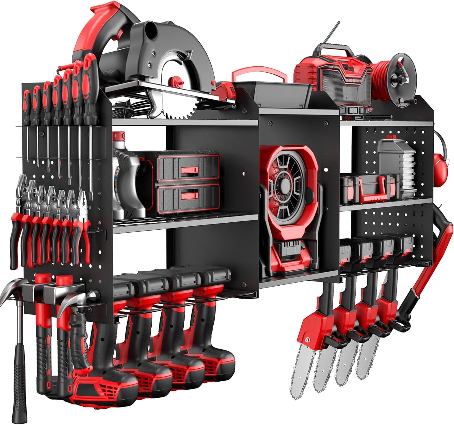 Power Tool Organizer Wall Mount, 8 Drill Tool Organizer, 3 Layer Heavy ...