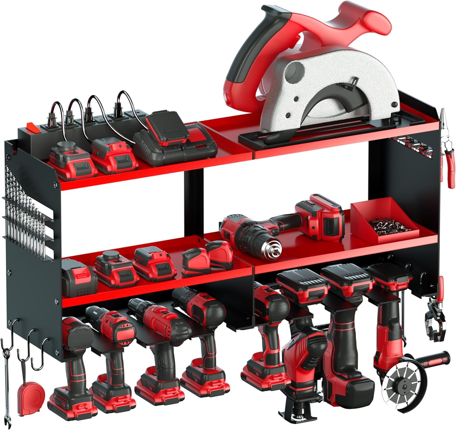 Power Tool Organizer Wall Mount with Charging Station, 15 Min Assembly ...