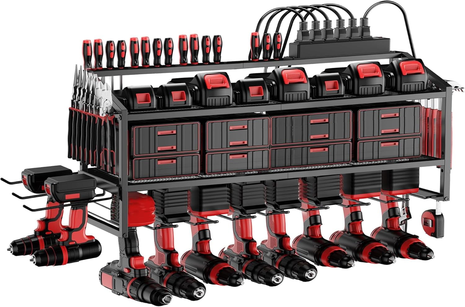Power Tool Organizer Wall Mount with Charging Station, 3 Layer Storage ...