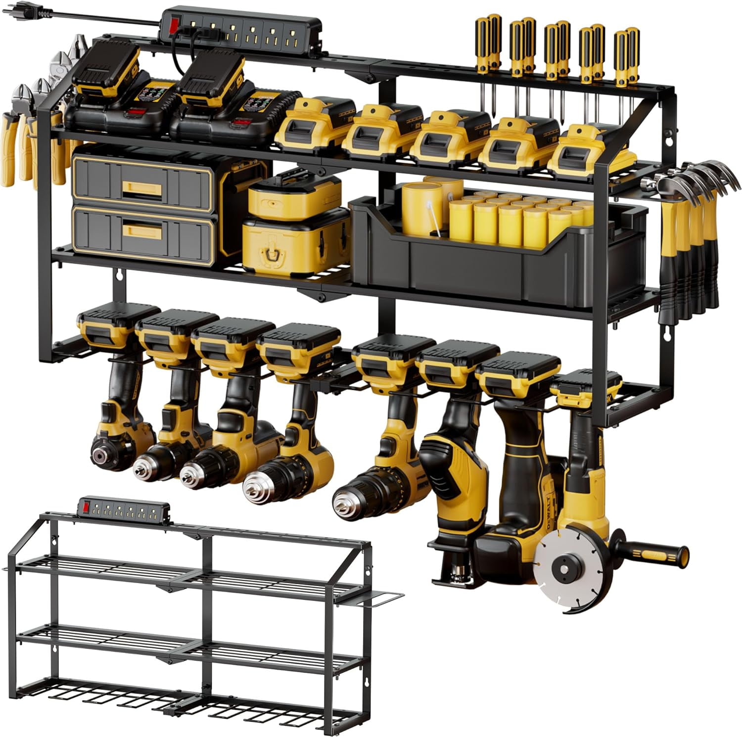 Power Tool Organizer Wall Mount with Charging Station, 3 Layers Storage ...
