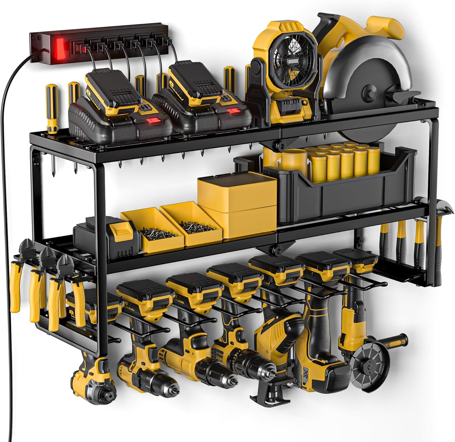 Power Tool Organizer Wall Mount with Charging Station, 4/6/7/8 Slots ...
