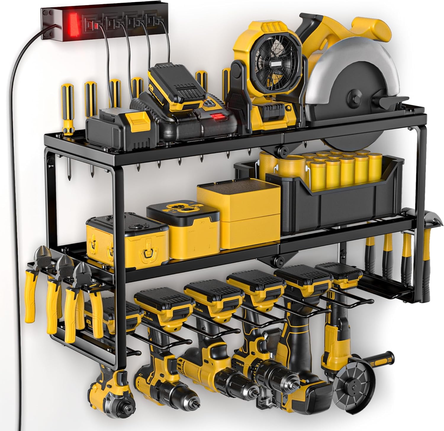 Power Tool Organizer Wall Mount with Charging Station, 4/6/8 Slots for ...