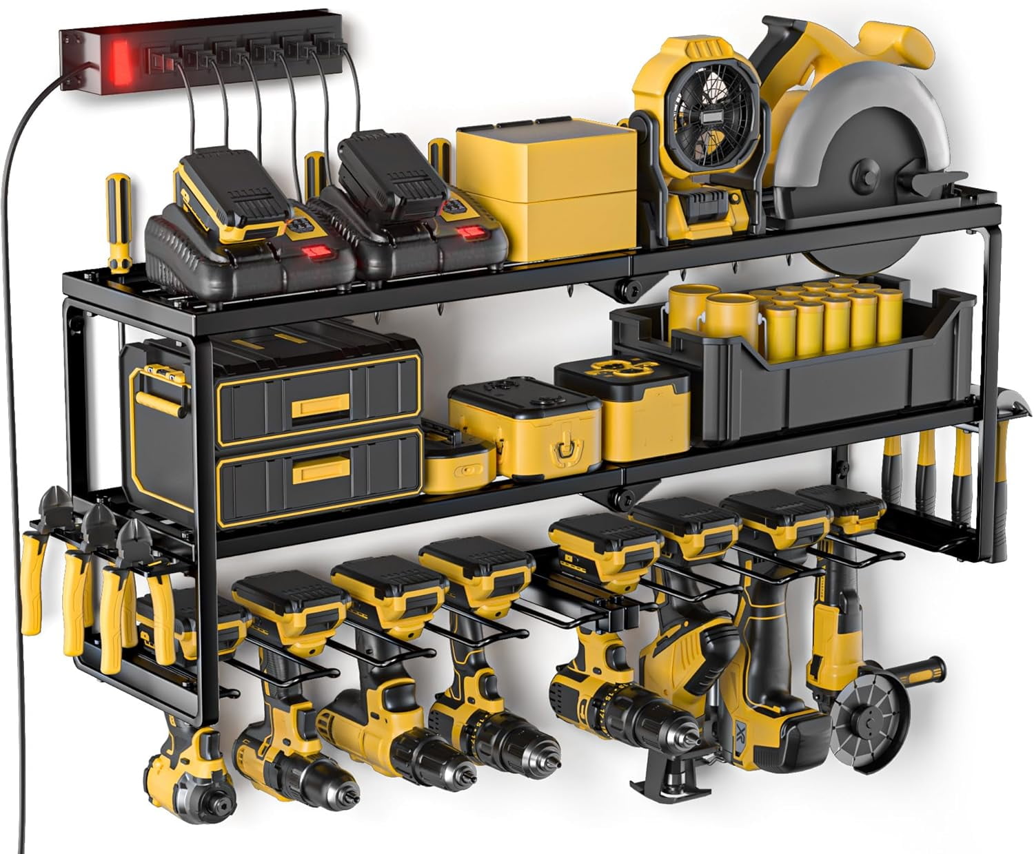 Power Tool Organizer Wall Mount with Charging Station, 7/8 Slots for ...