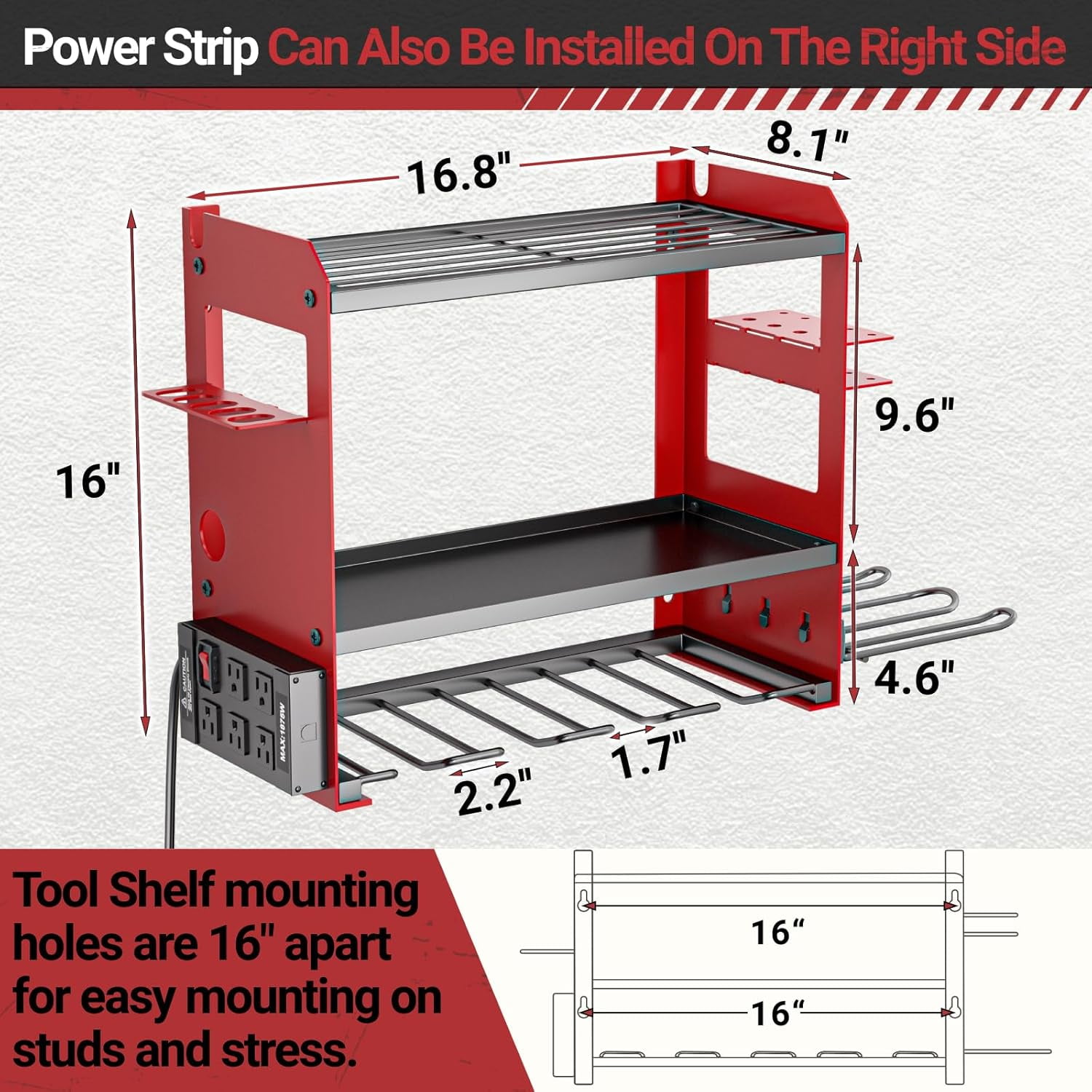 Power Tool Organizer Wall Mount with Charging Station, Cordless Tools ...
