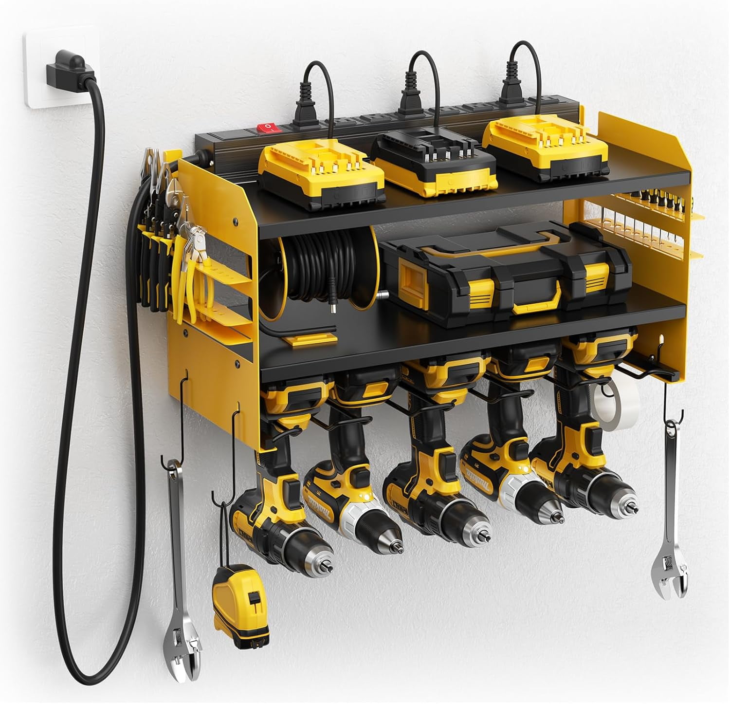 Power Tool Organizer Wall Mount with Charging Station,Garage Drill ...